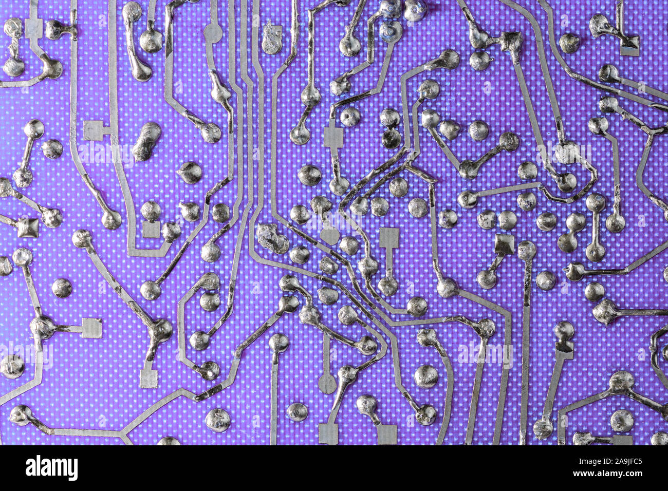 back side of old flat bare fiberglass pcb without components Stock ...