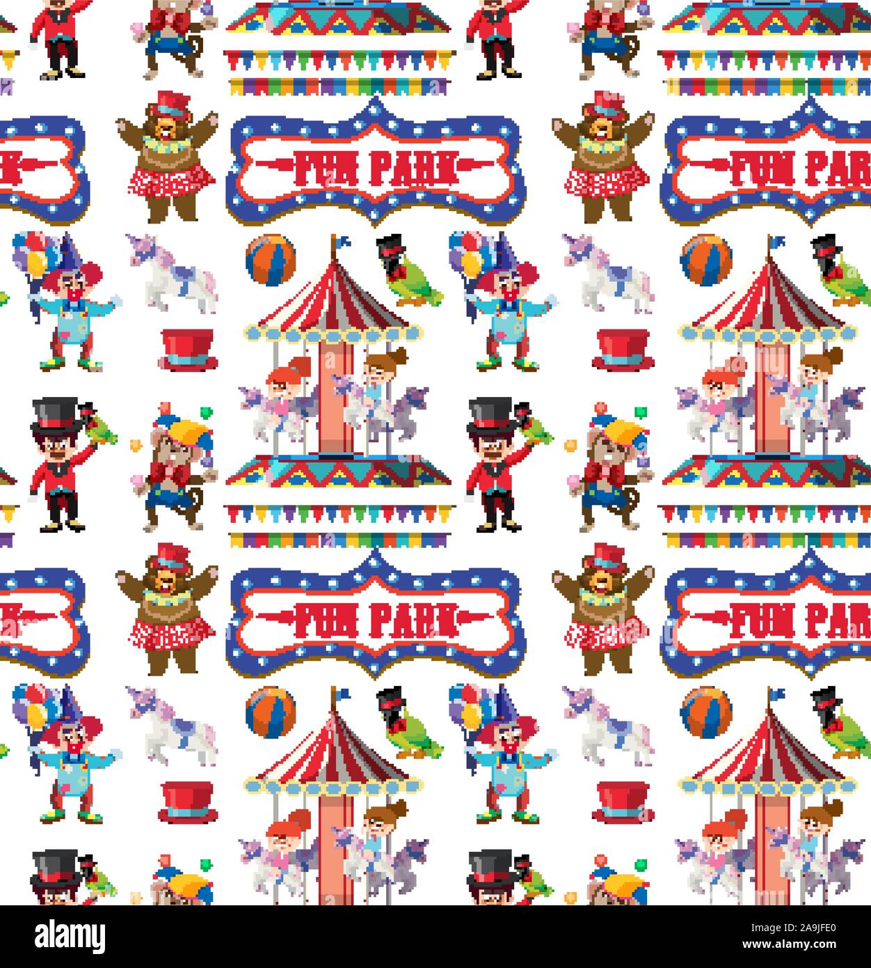 Seamless background design with circus theme illustration Stock Vector ...