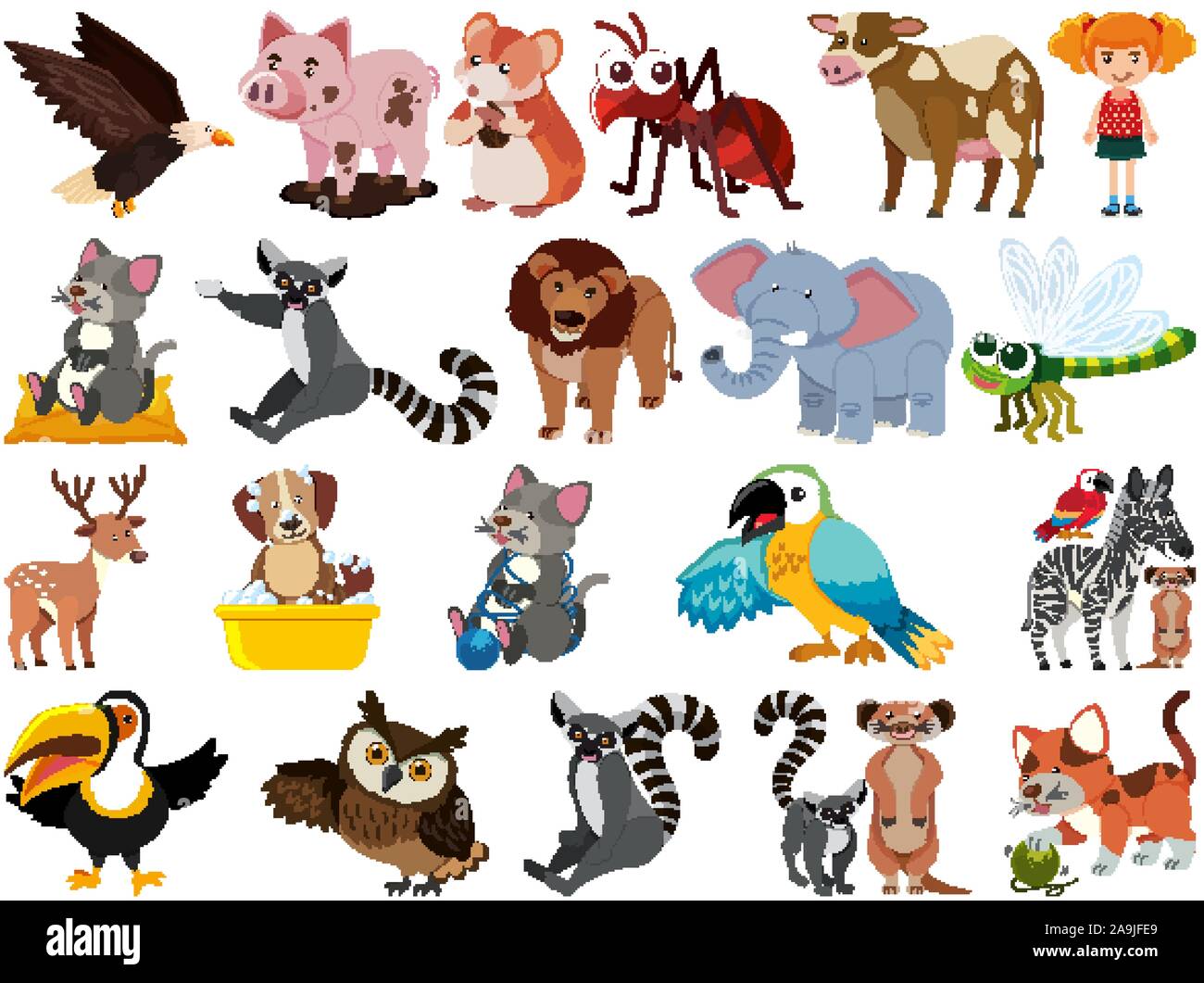 Set of isolated objects theme animals illustration Stock Vector Image ...