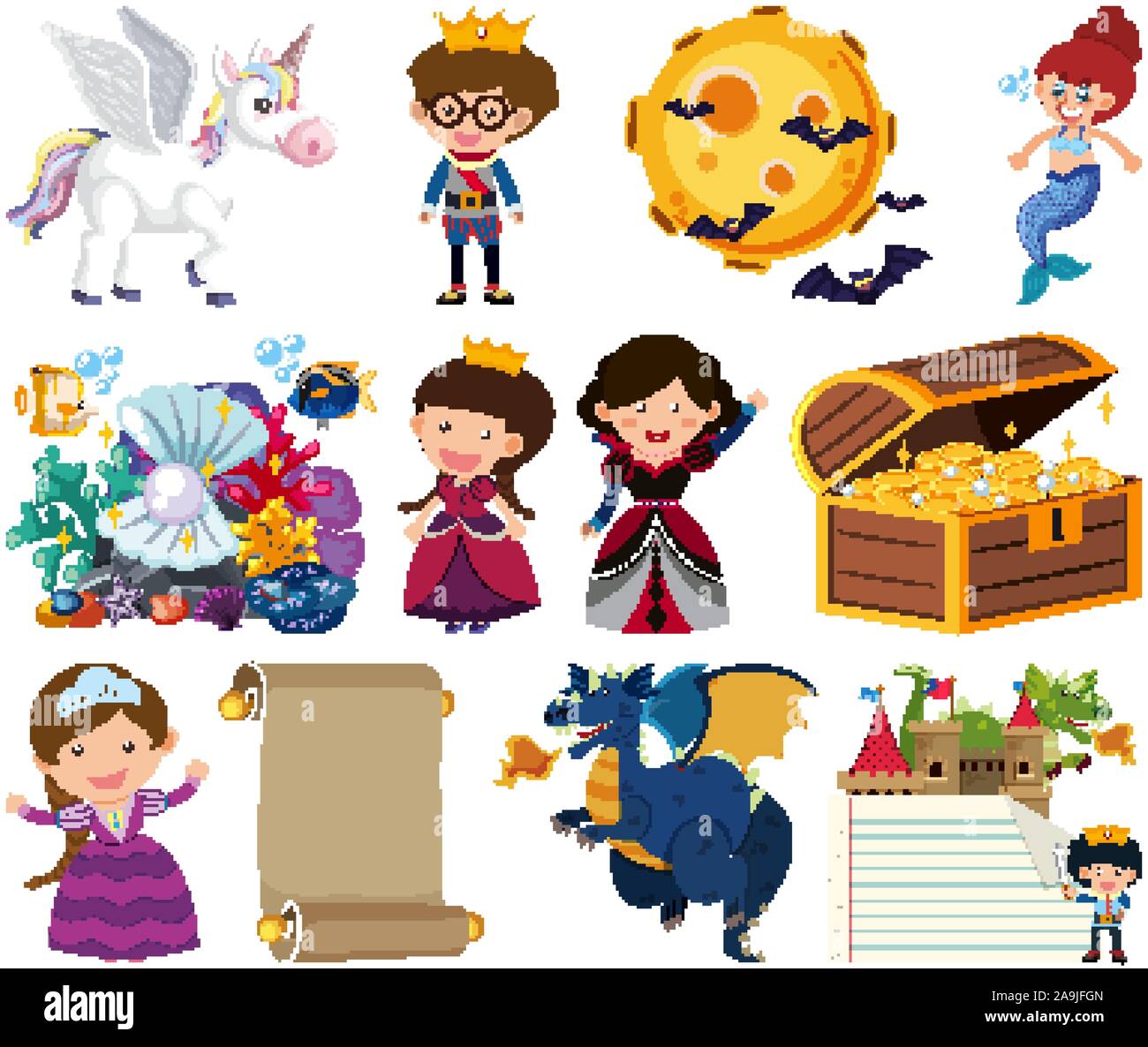 Set of isolated objects theme fairytales illustration Stock Vector ...