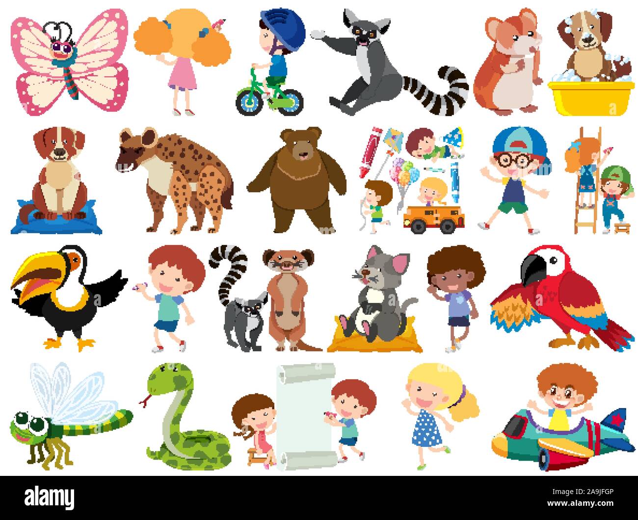 Set of isolated objects theme animals illustration Stock Vector Image ...