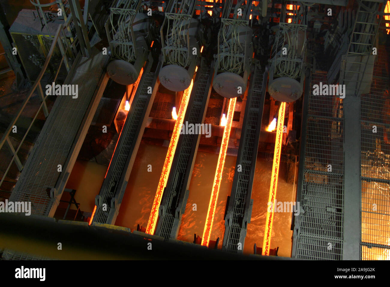Continuos steel casting unit on large integrated steelworks Stock Photo ...