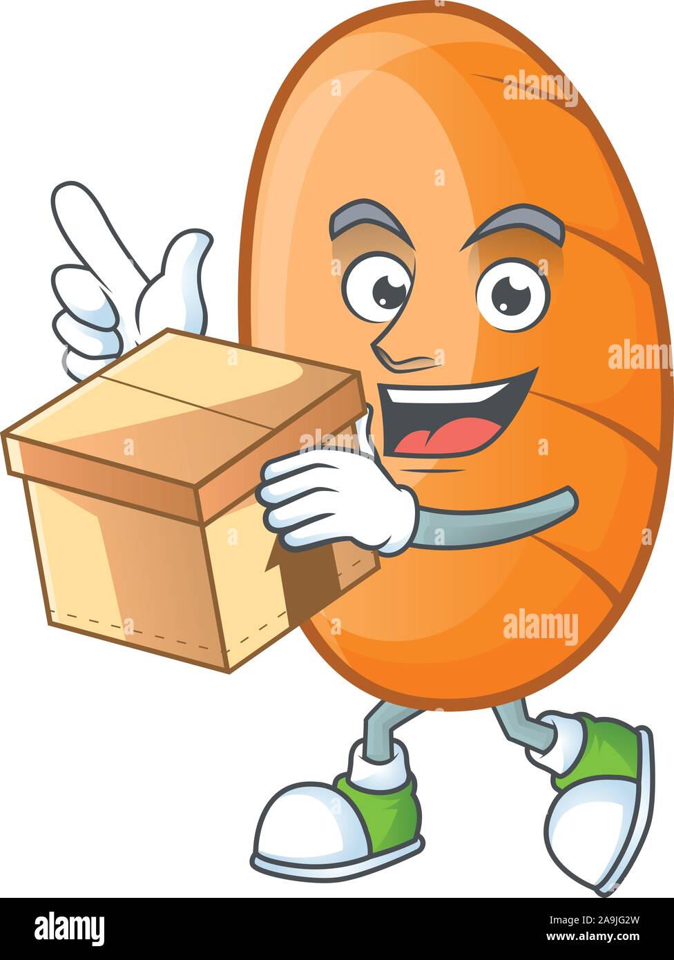 Long loaf cartoon with the character with bring box Stock Vector Image ...