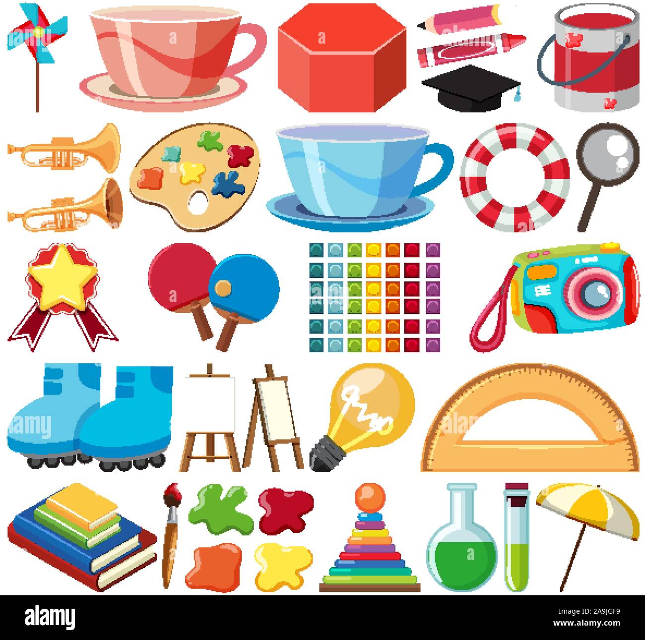 Set of isolated objects theme school illustration Stock Vector Image ...