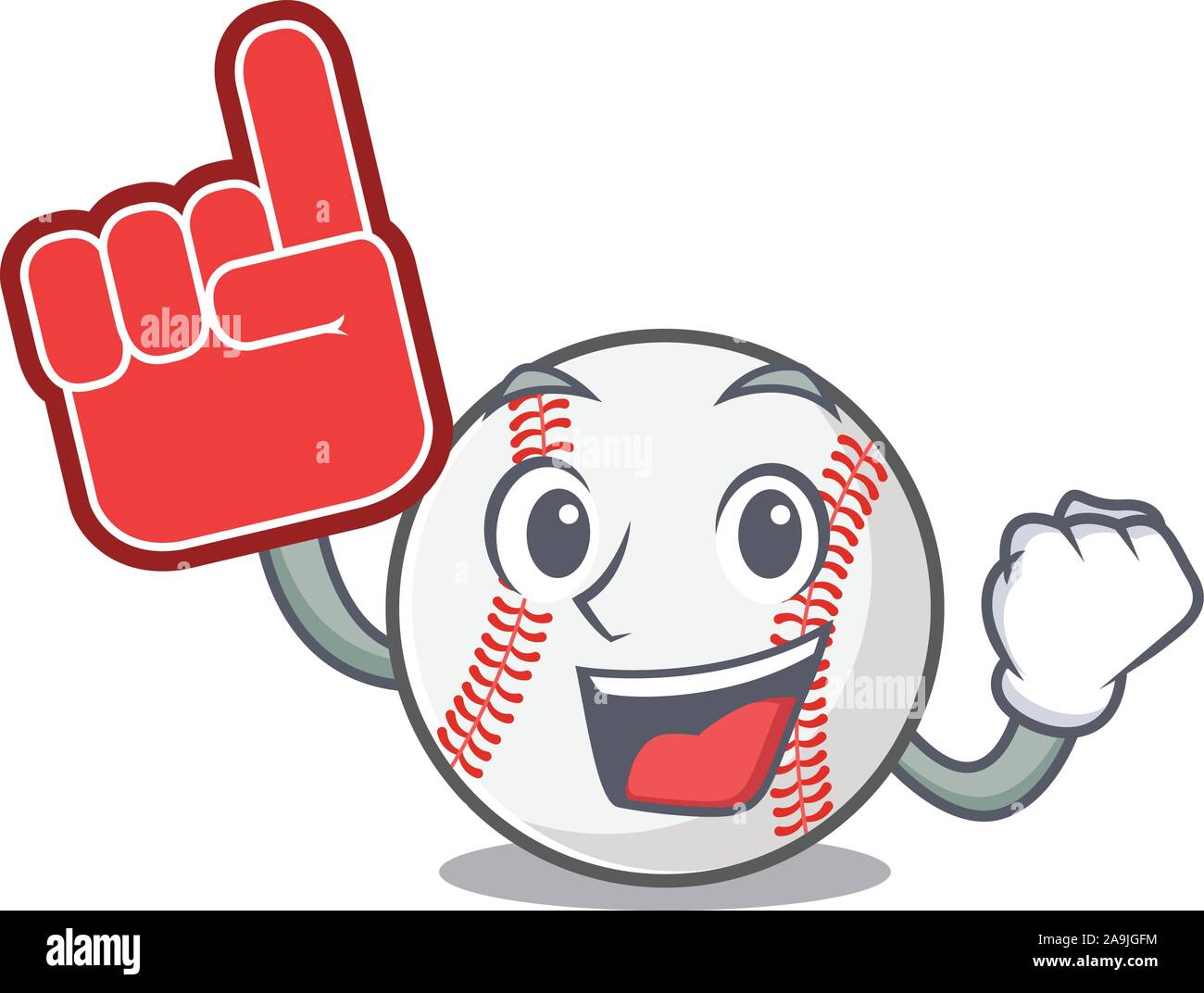 Cartoon baseball with in foam finger shape mascot Stock Vector Image ...