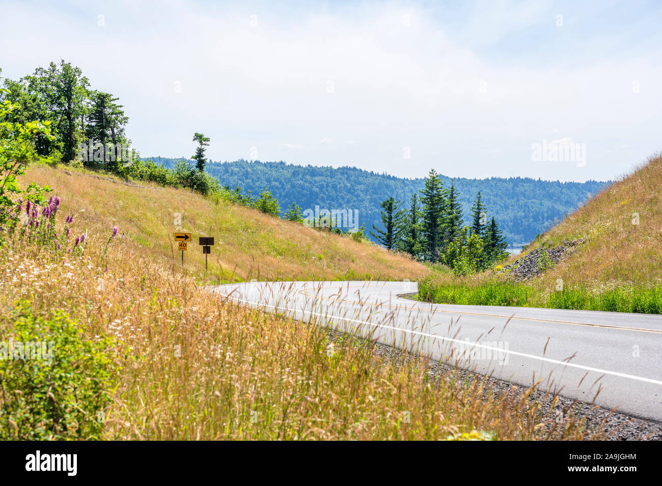 The Stunning scenic road abutting to the horizon in the protected ...