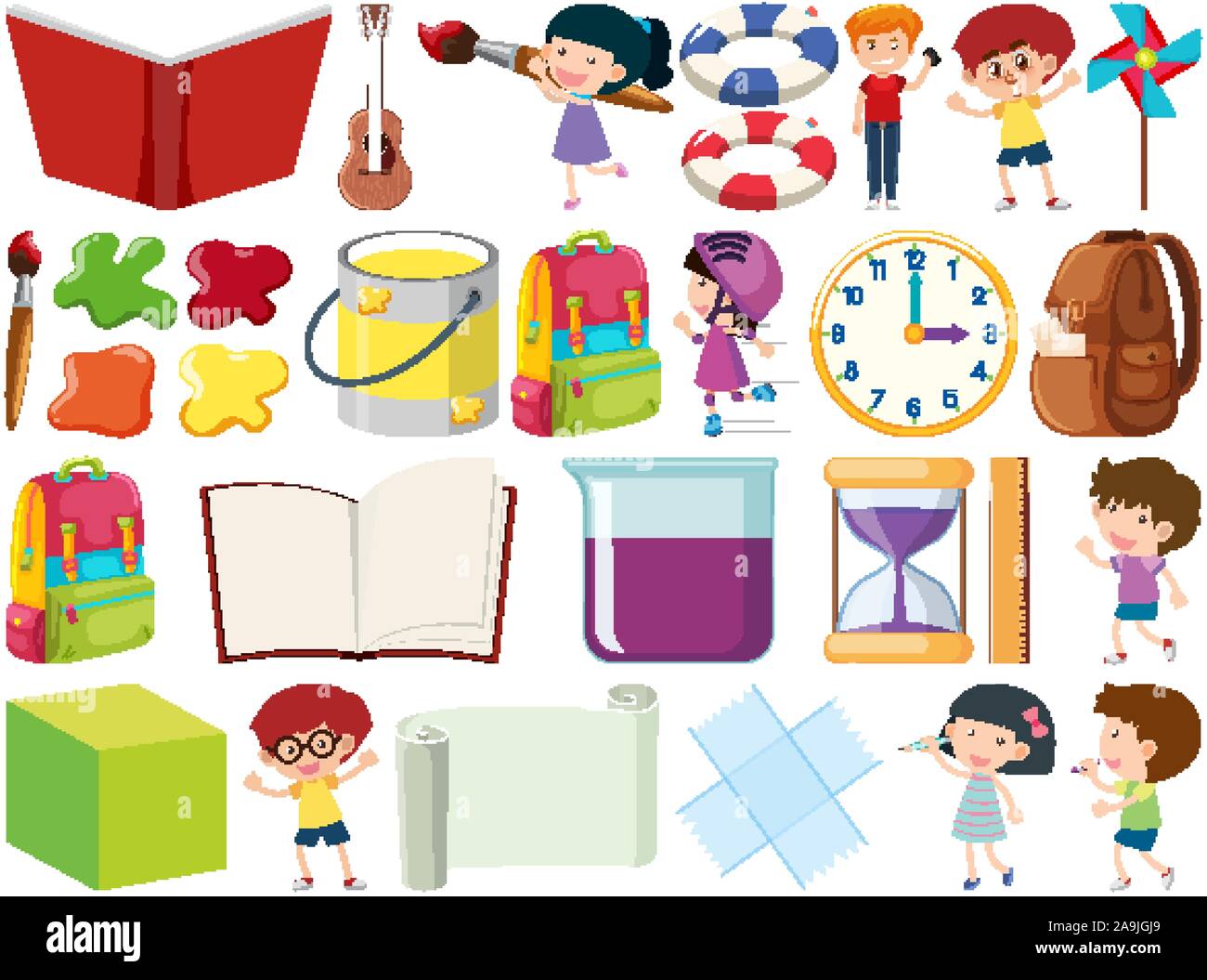 Set of isolated objects theme kids and school illustration Stock Vector ...