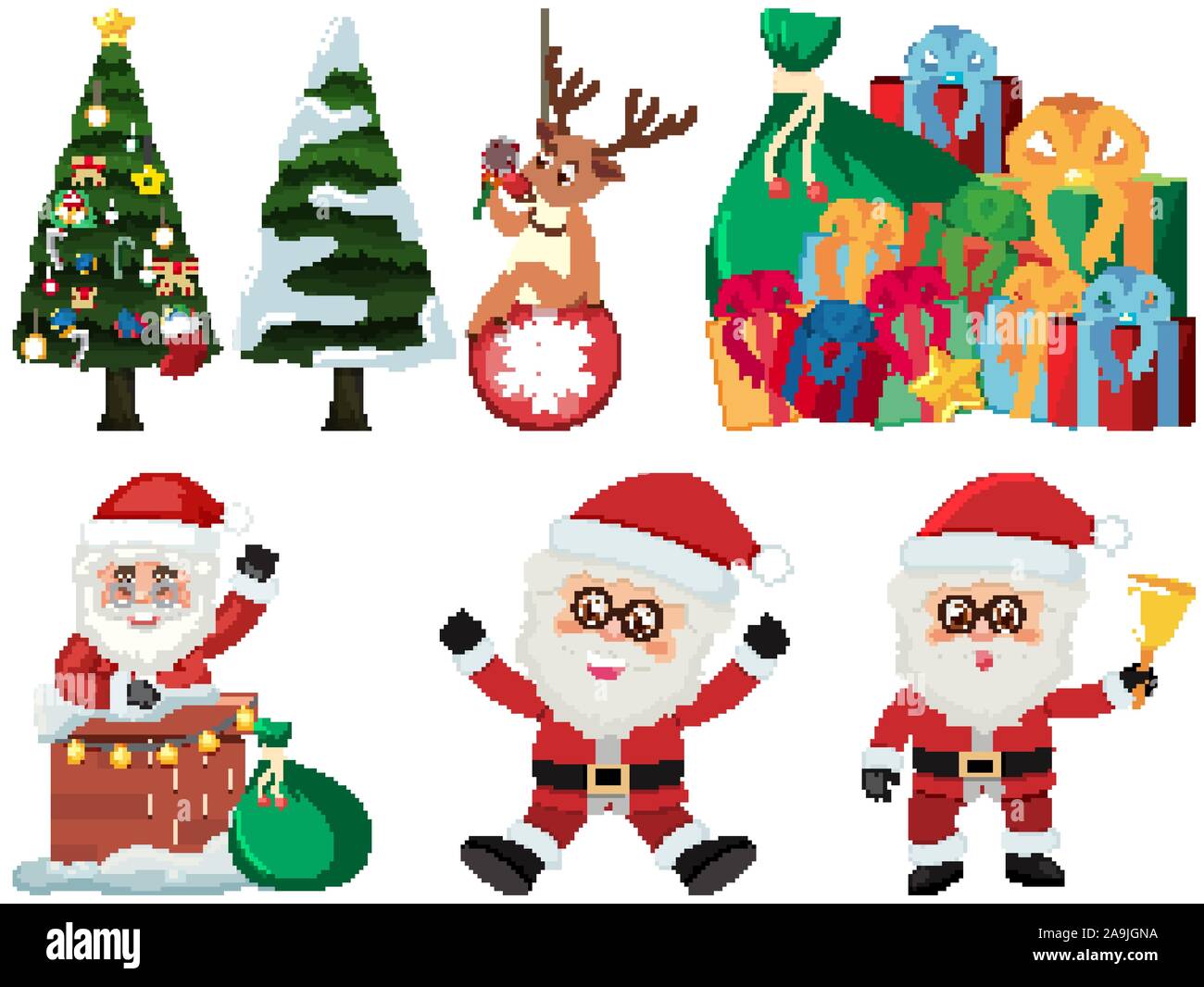 Christmas set with Santa and presents illustration Stock Vector Image ...