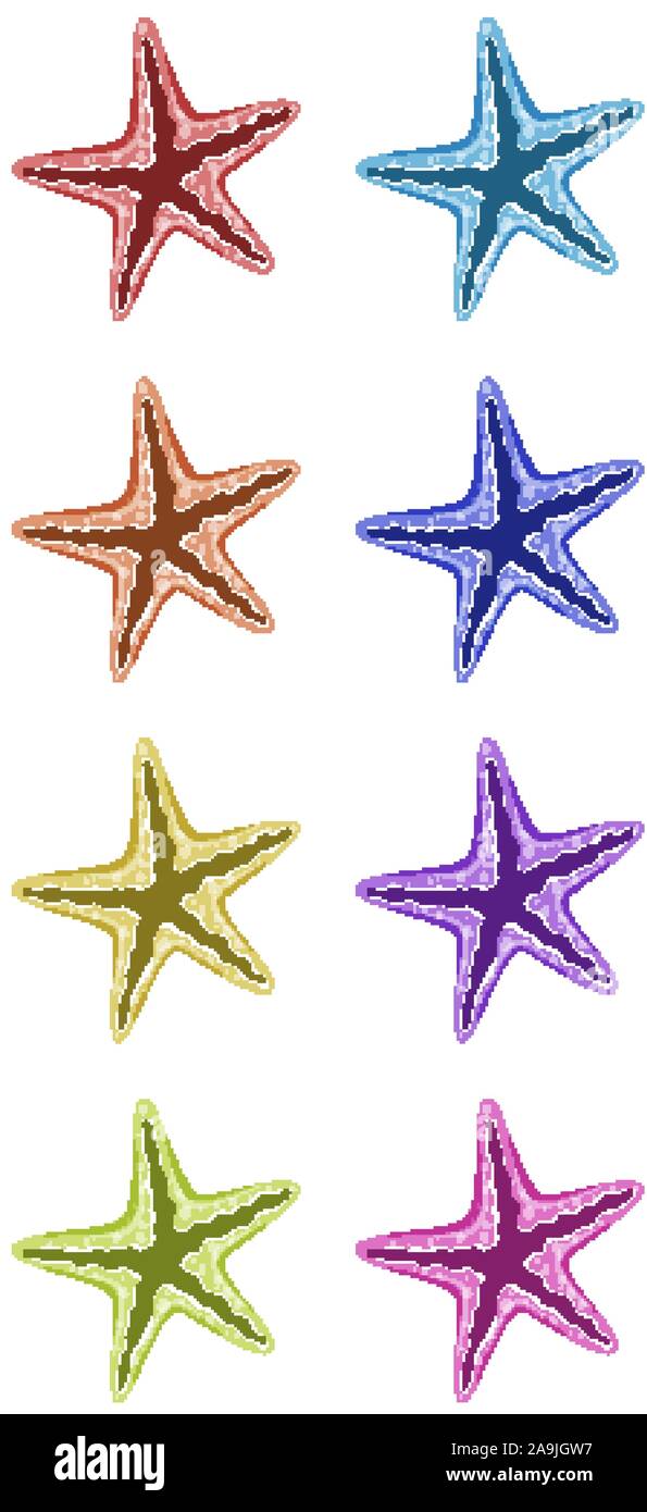 Set of starfish in different colors illustration Stock Vector Image ...