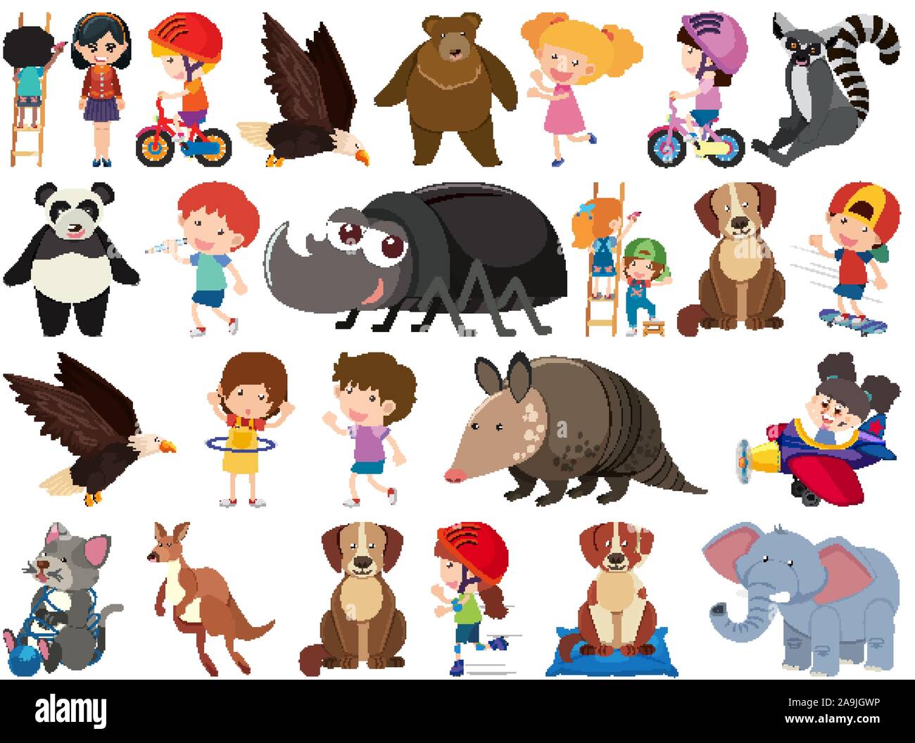 Set of isolated objects theme animals and kids illustration Stock ...