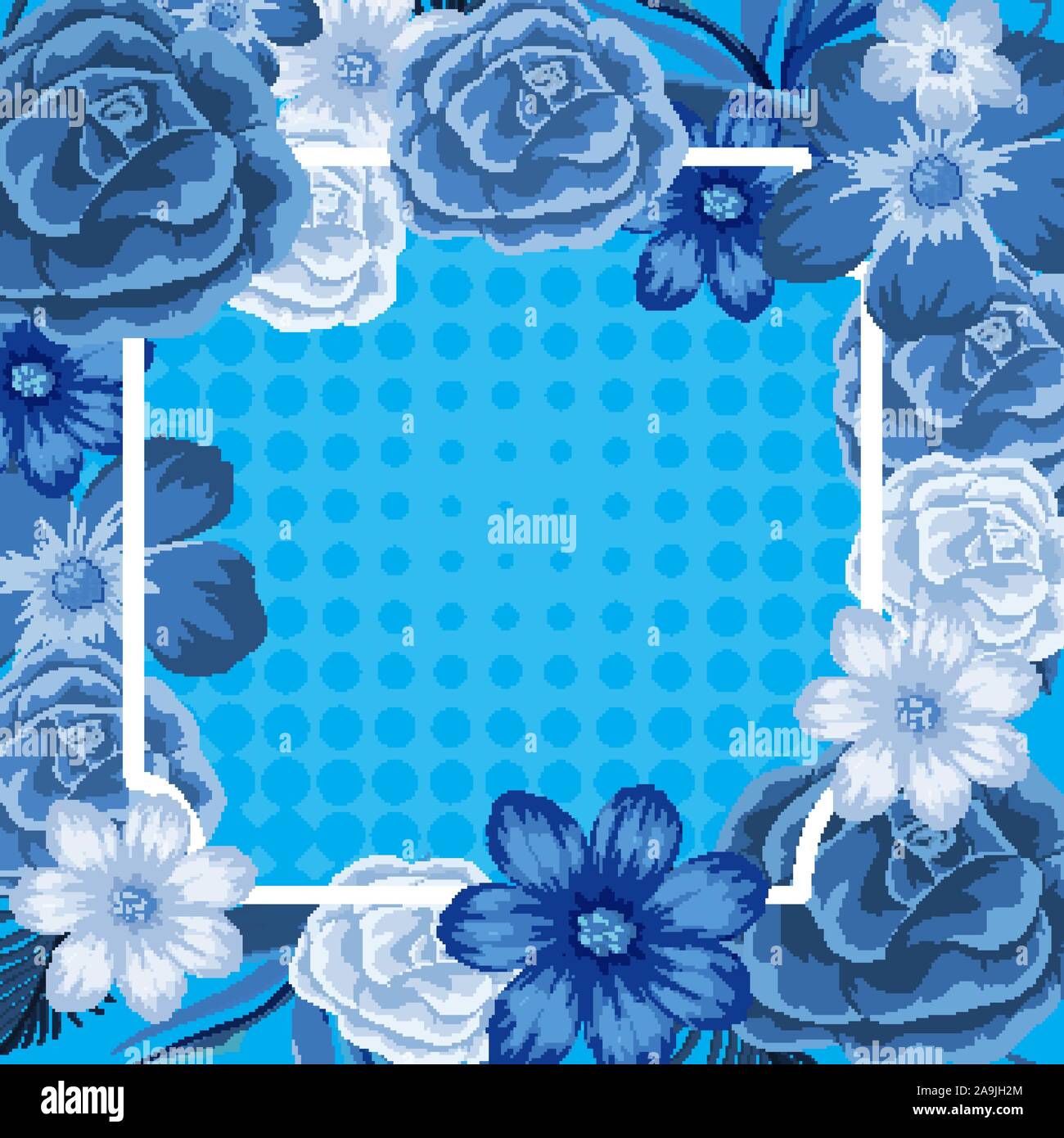 Frame template design with blue flowers illustration Stock Vector Image ...