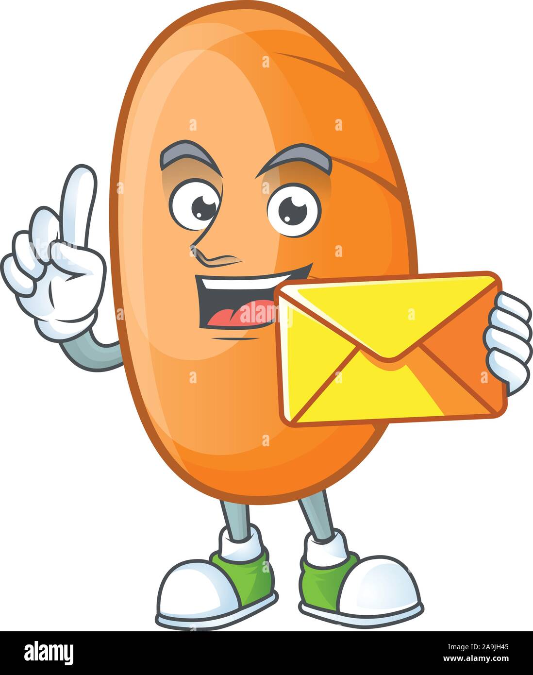 Long loaf cartoon with the character bring envelope Stock Vector Image ...