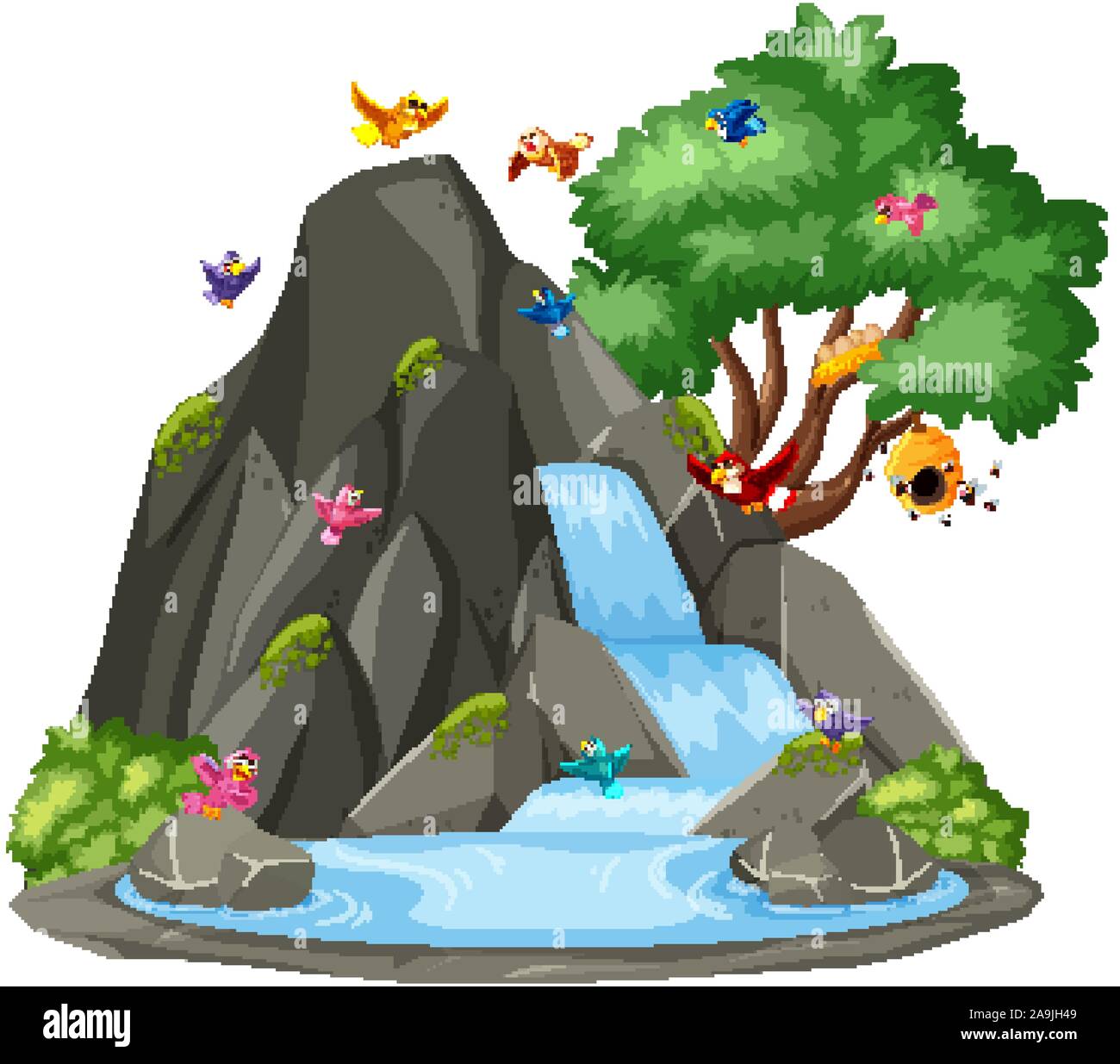 Waterfall illustration hi-res stock photography and images - Alamy