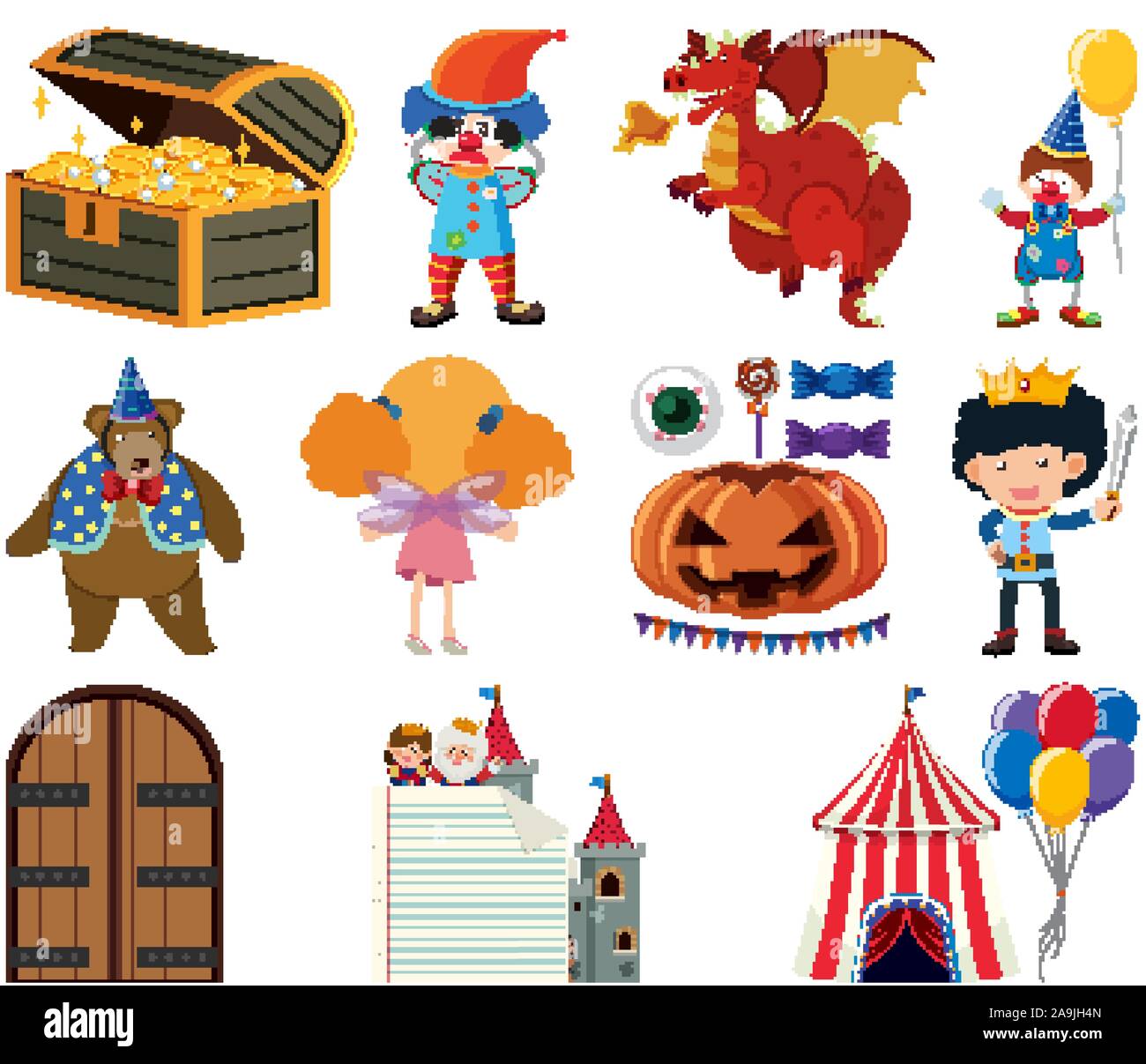 Set of circus and fairytale characters illustration Stock Vector Image ...