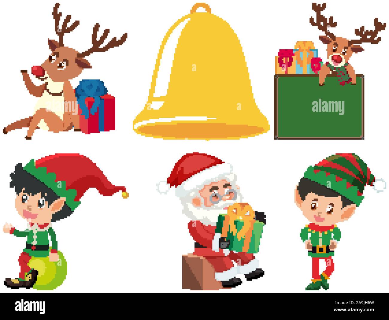 Christmas set with Santa and elf illustration Stock Vector Image & Art ...