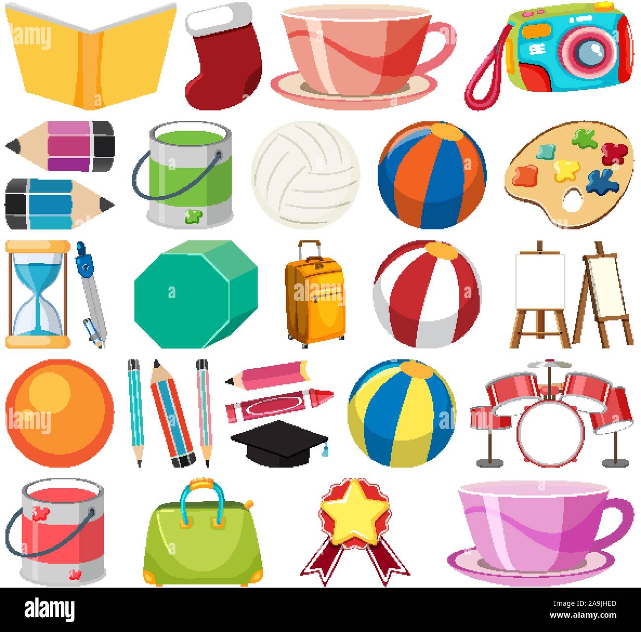 Set of isolated objects theme stationeries illustration Stock Vector ...