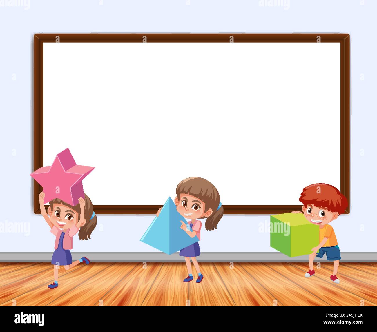 Frame design with board and three kids illustration Stock Vector Image ...