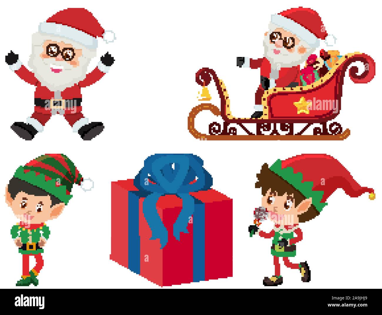 Christmas set with Santa and elf illustration Stock Vector Image & Art ...