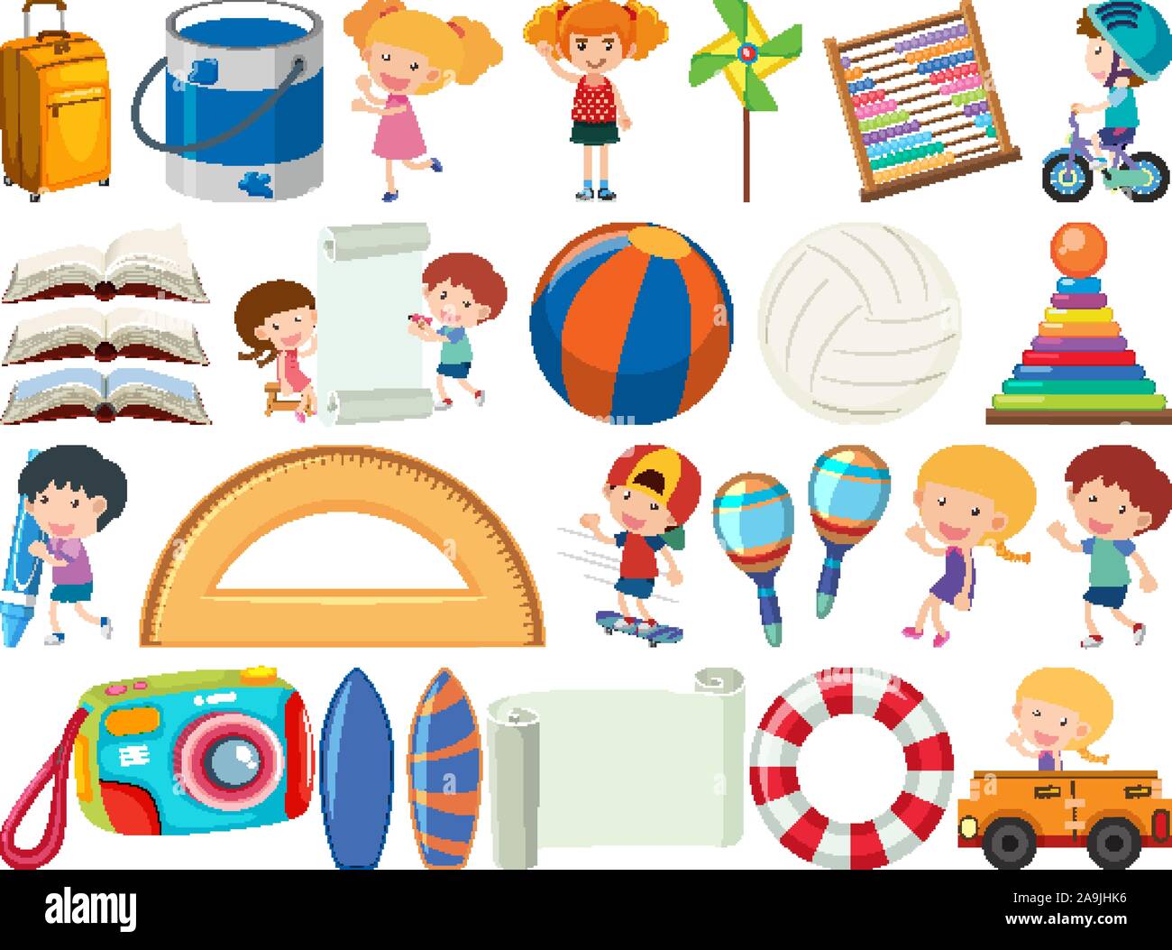 Set of isolated objects theme stationery illustration Stock Vector ...