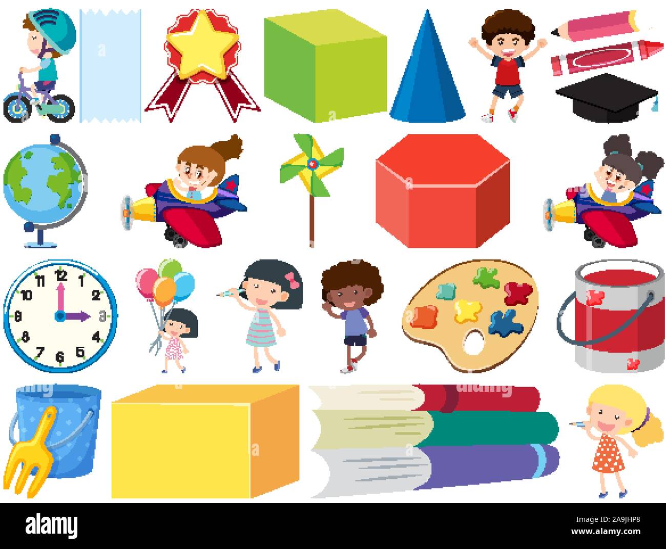 Set of isolated objects theme kids and school items illustration Stock ...