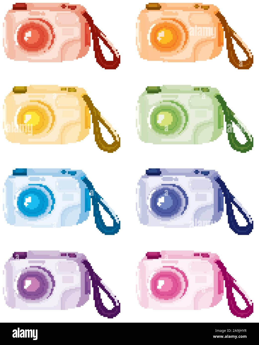 Set of digital camera in different colors illustration Stock Vector ...