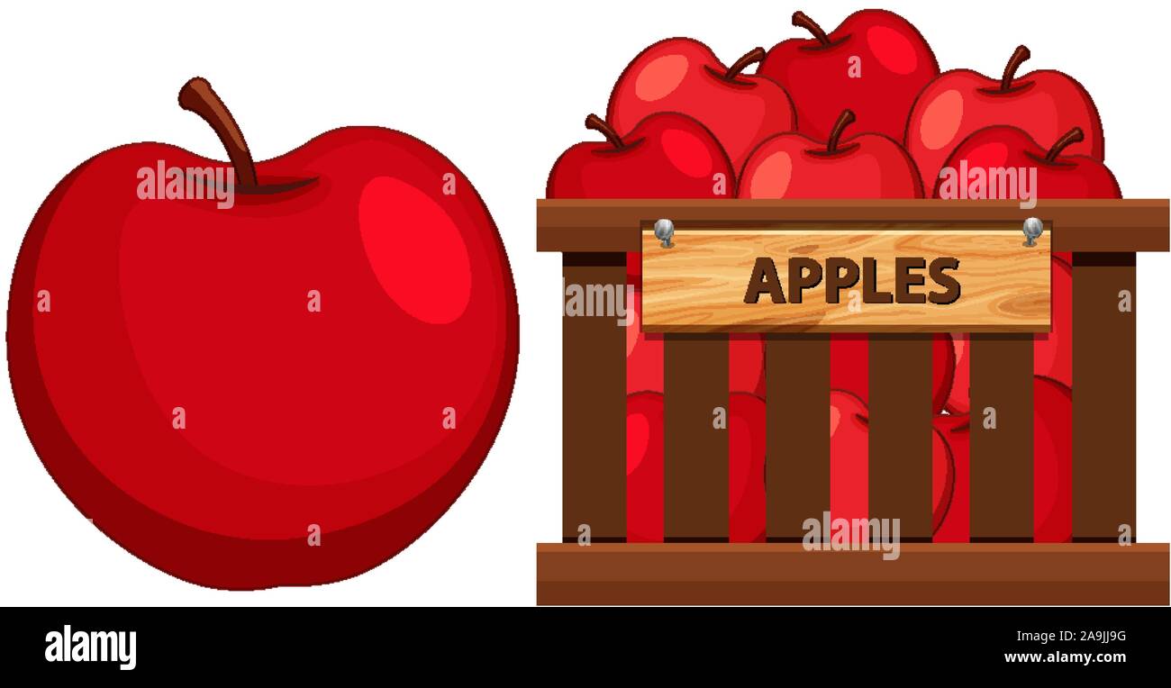 Basket full of apples illustration Stock Vector Image & Art - Alamy