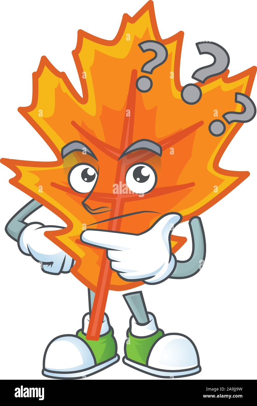 Orange autumn leaves cartoon with thinking mascot Stock Vector Image ...