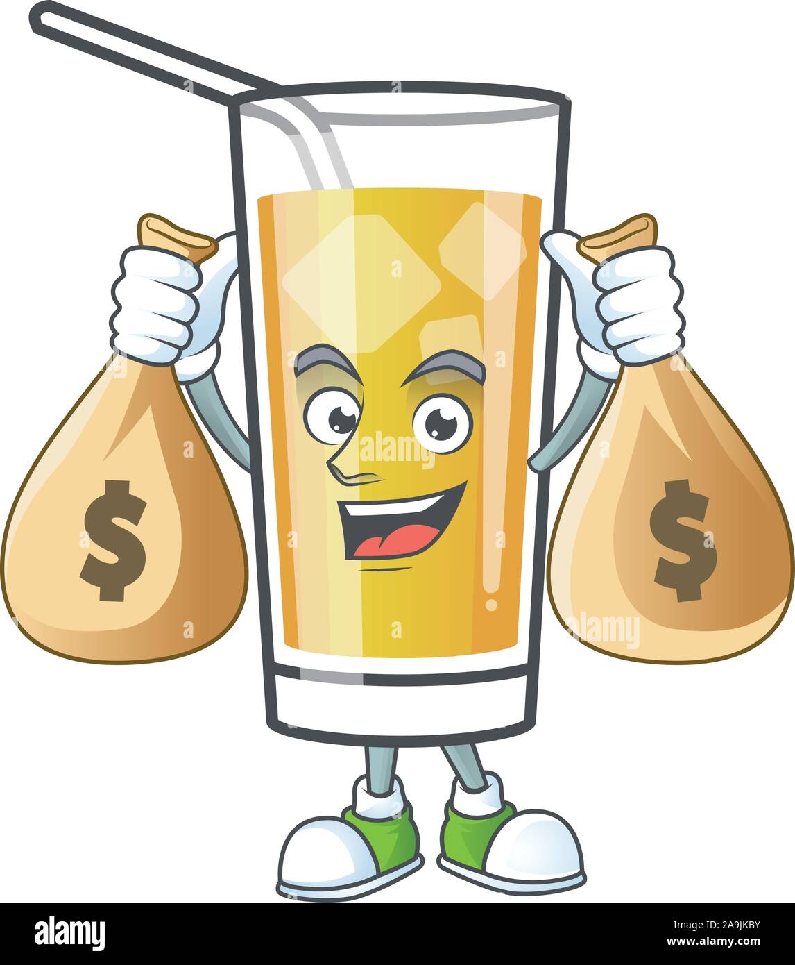 Cartoon sweet apple cider with holding money bag mascot Stock Vector ...