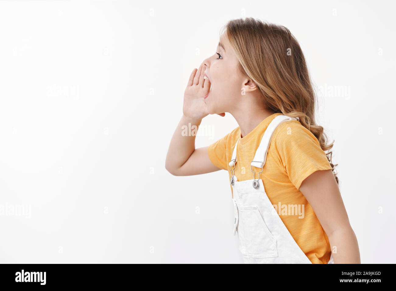 Profile shot energized playful cute charismatic little girl, child ...