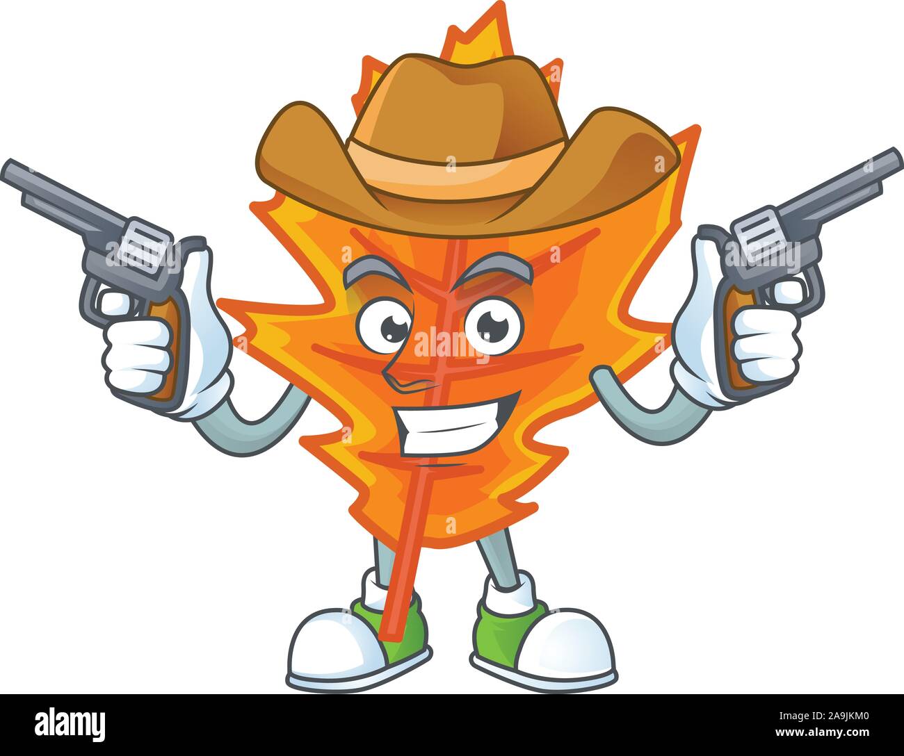 Mascot a cowboy in the cartoon orange autumn leaves Stock Vector Image ...