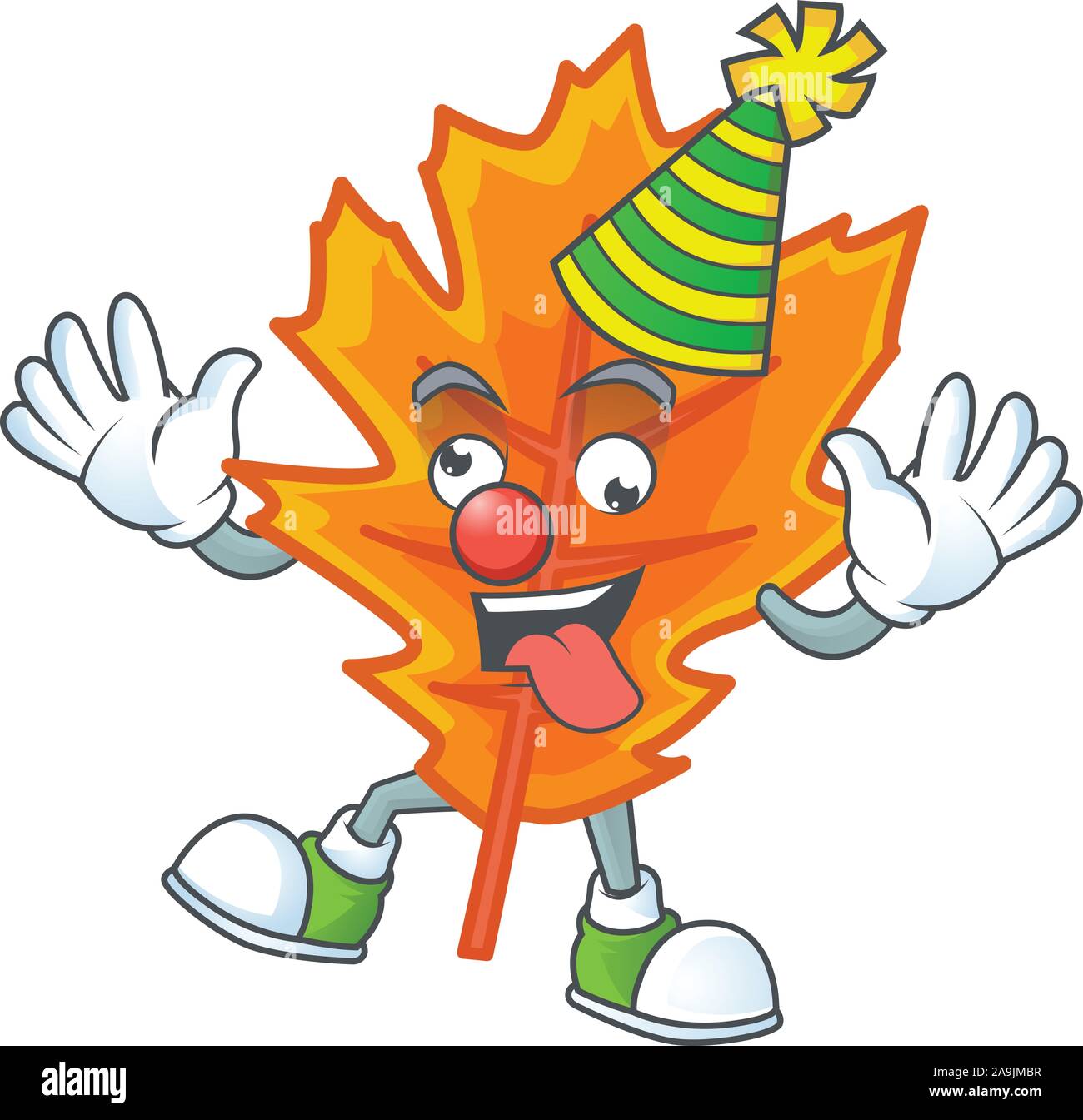 Beautiful orange autumn leaves with character clown Stock Vector Image ...