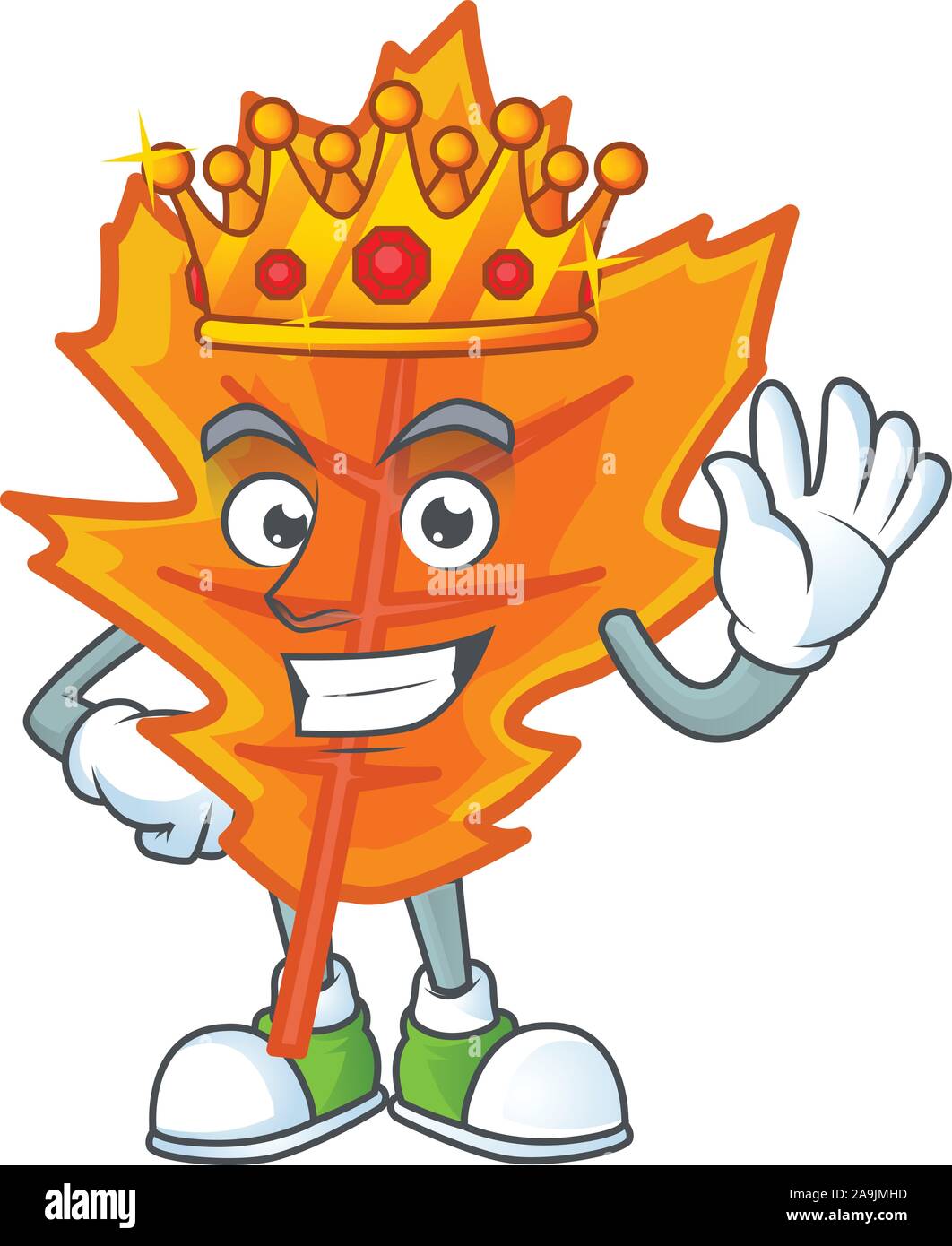 Beautiful orange autumn leaves with character king Stock Vector Image ...