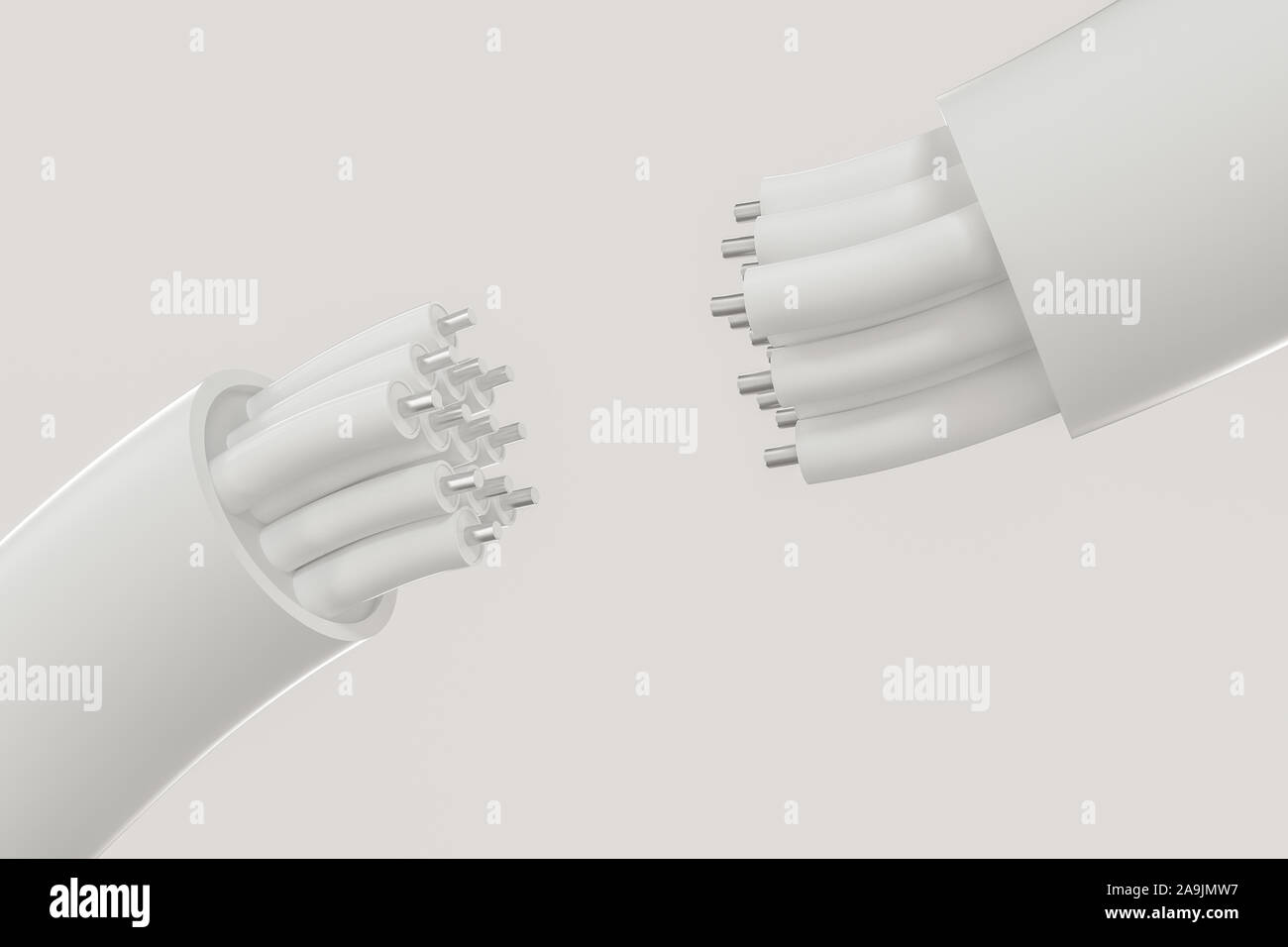 Cable with extended core, electronic connection product, 3d rendering ...