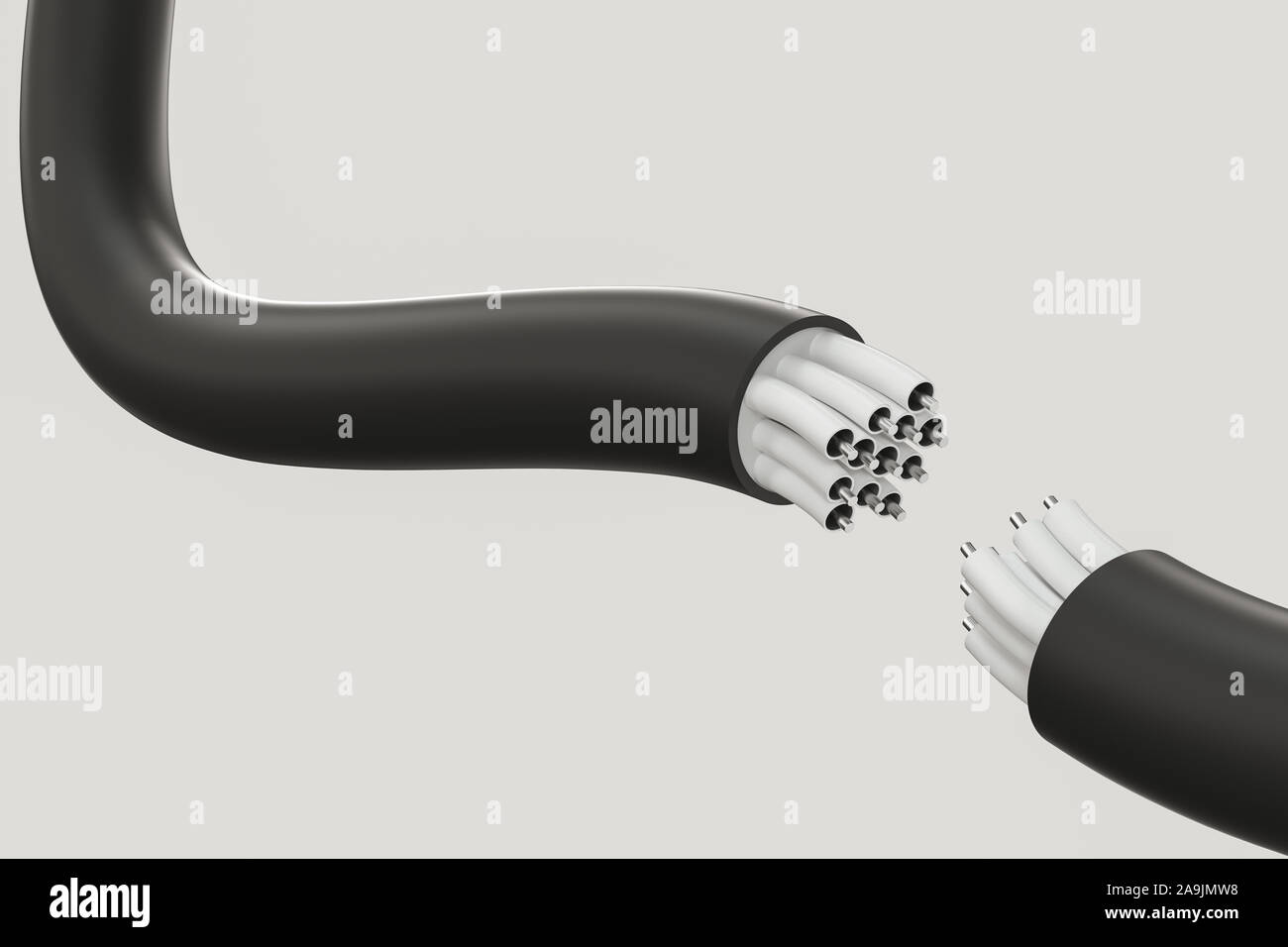 Cable with extended core, electronic connection product, 3d rendering ...