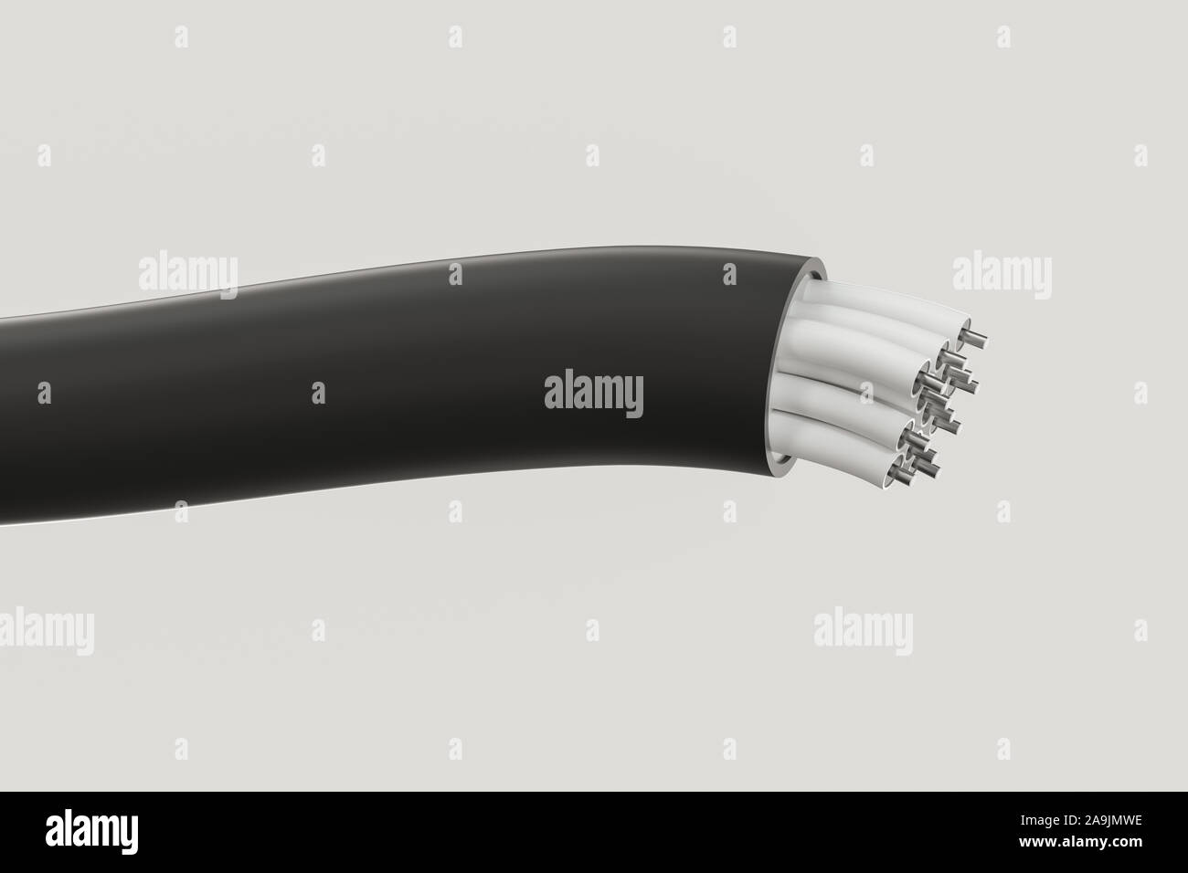 Cable with extended core, electronic connection product, 3d rendering ...