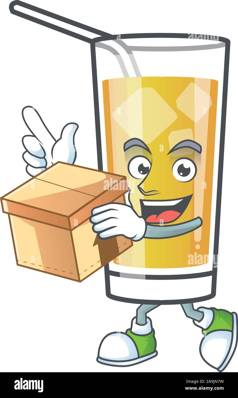 Cartoon apple cider with the character with bring box Stock Vector ...