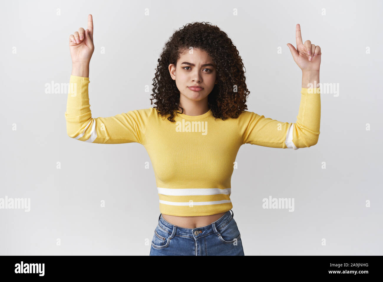 Girl have doubts asking your opinion. Unsure moody upset cute hispanic ...