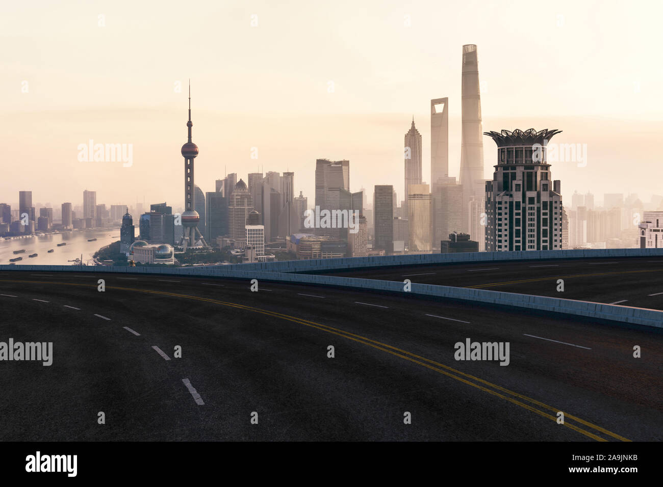 Asphalt road and urban building background, driveway and road. City ...