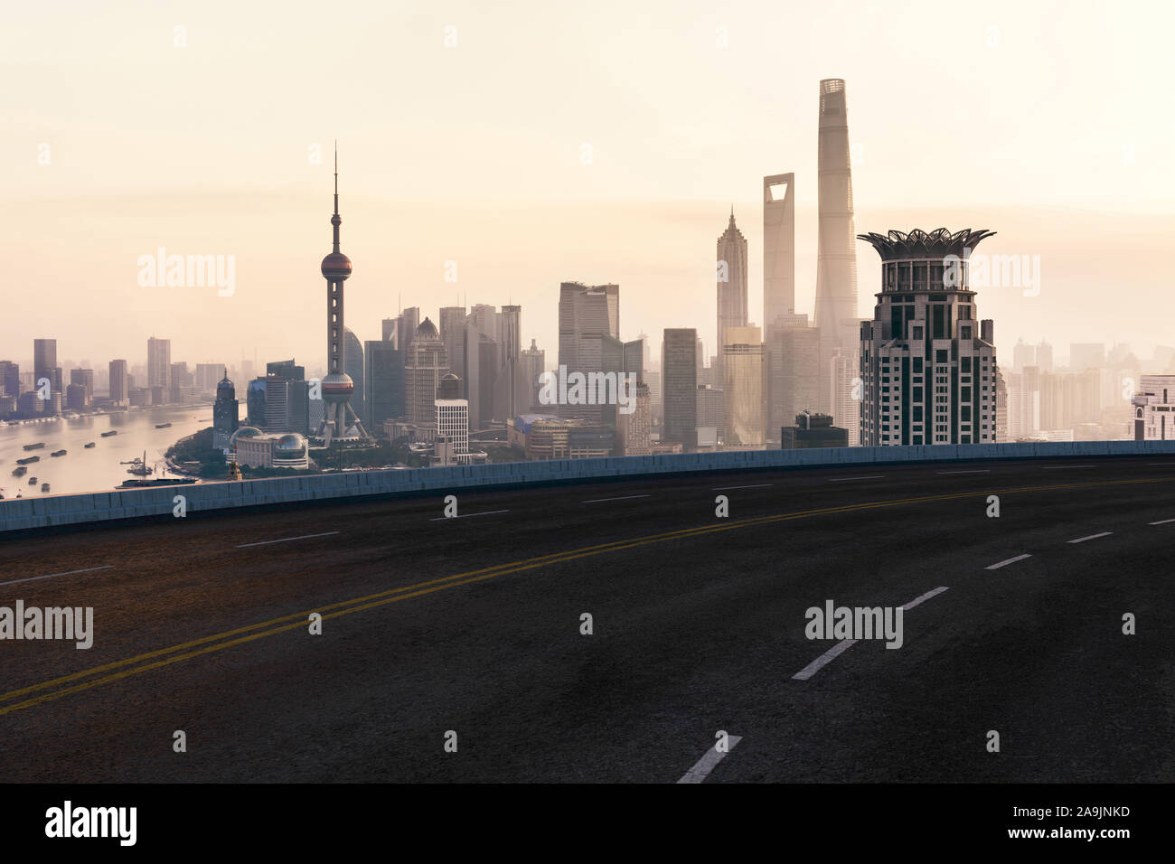 Asphalt road and urban building background, driveway and road. City ...