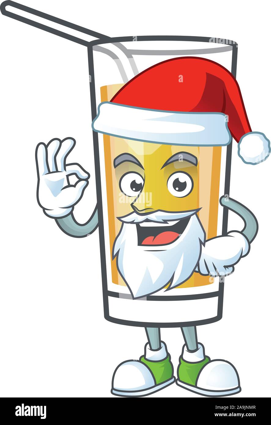Apple cider cartoon with mascot character santa claus Stock Vector ...