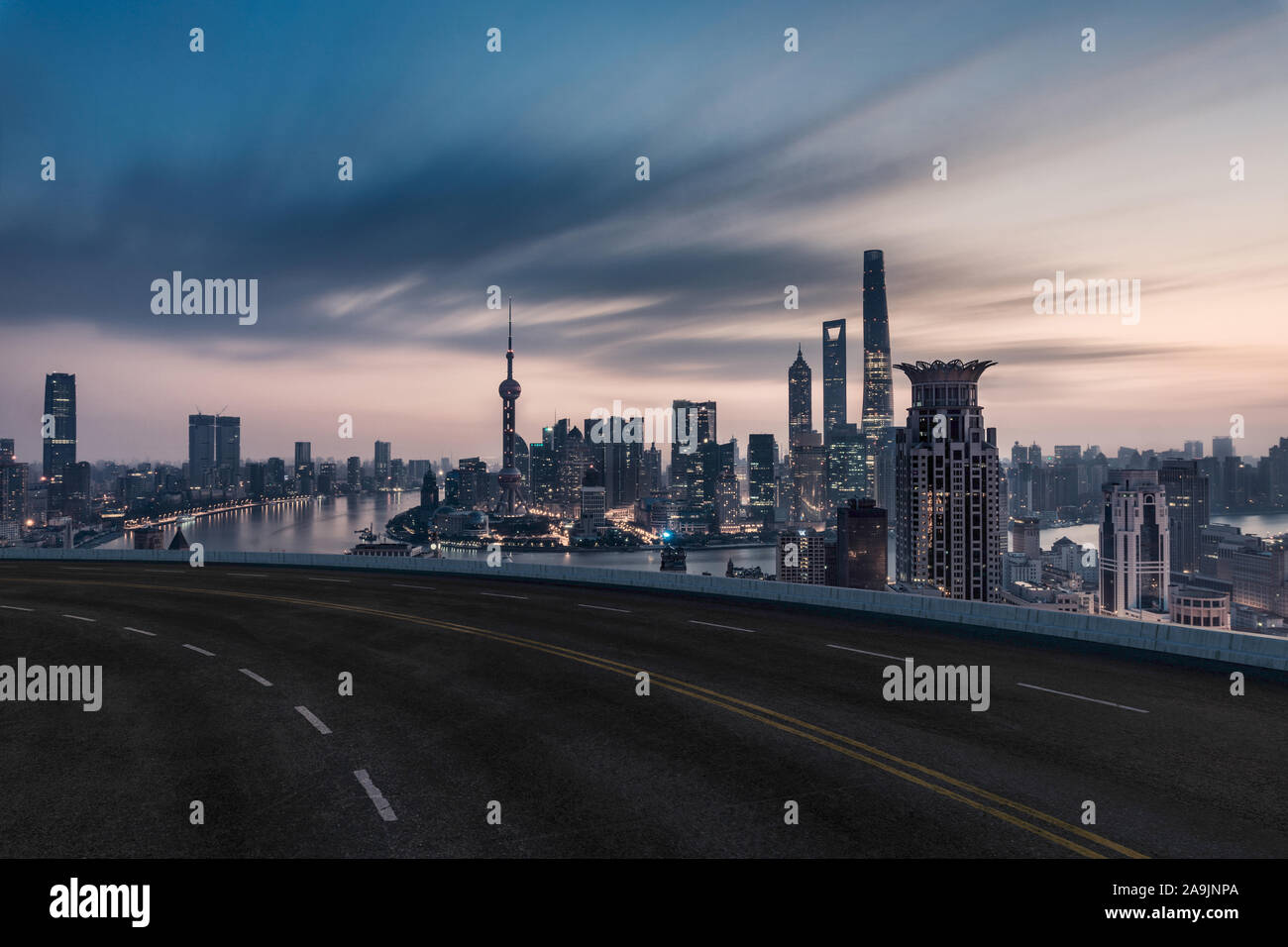 Asphalt road and urban building background, driveway and road. City ...