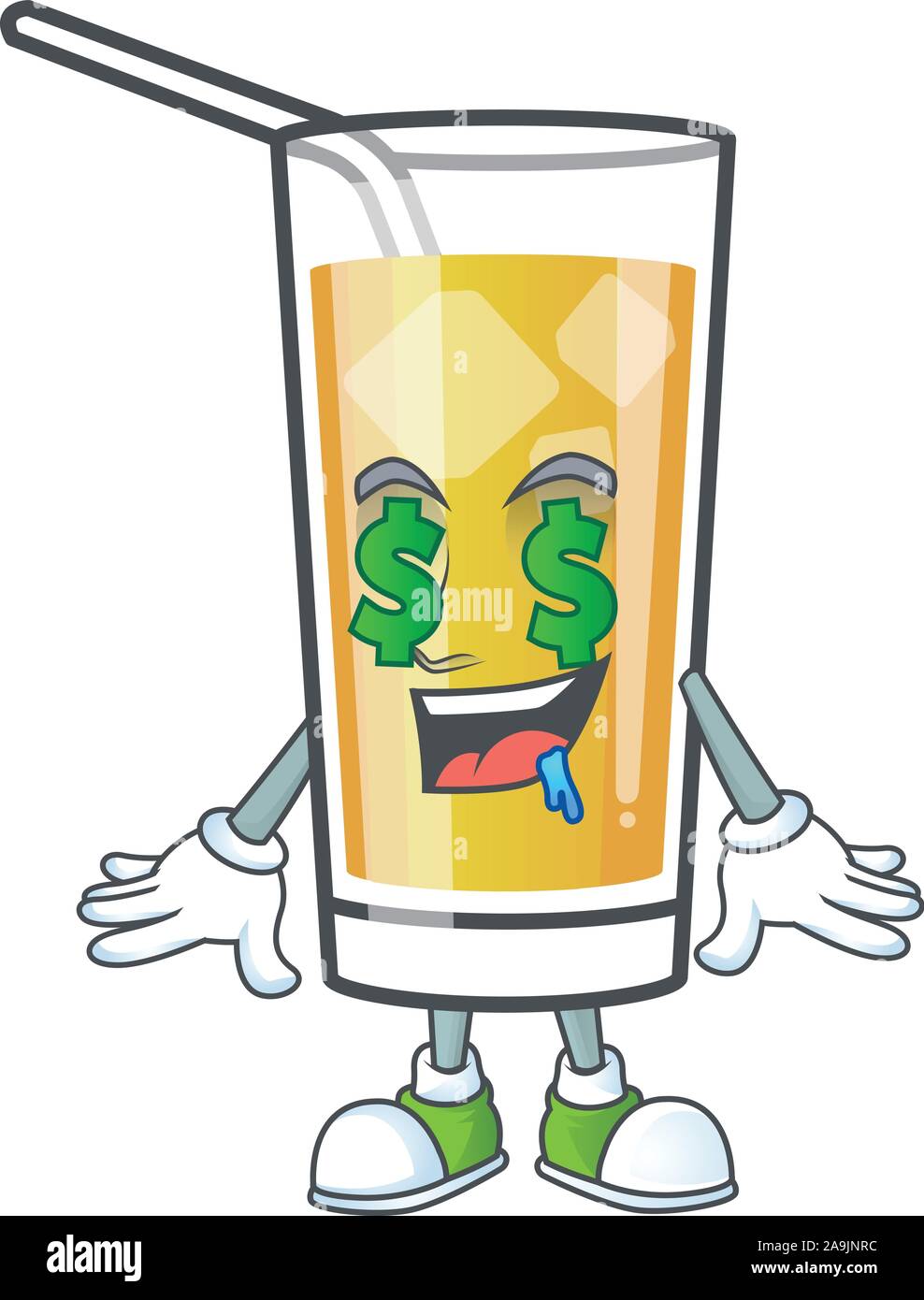 Apple cider cartoon with mascot character money eye Stock Vector Image ...