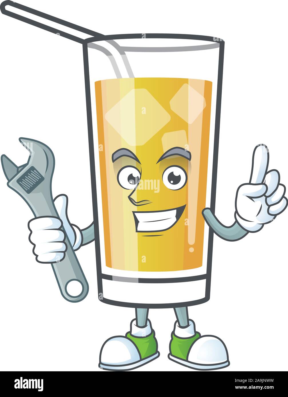 Apple cider cartoon with mascot character mechanic Stock Vector Image ...