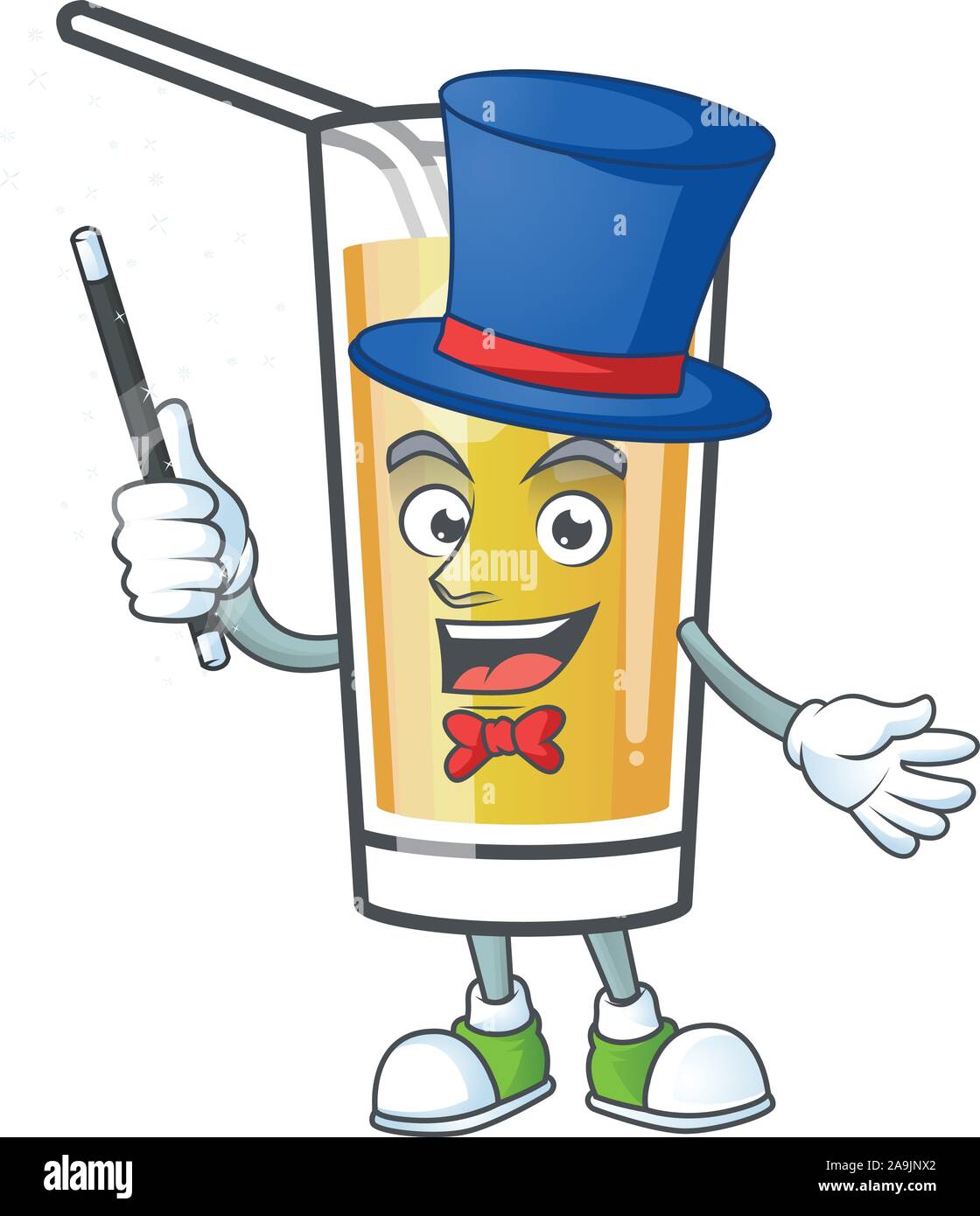 Apple cider cartoon with mascot character magician Stock Vector Image ...