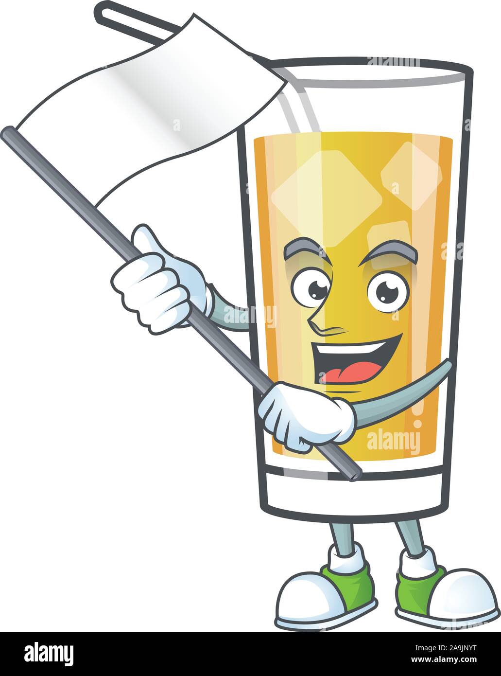 Apple cider cartoon with mascot character bring flag Stock Vector Image ...