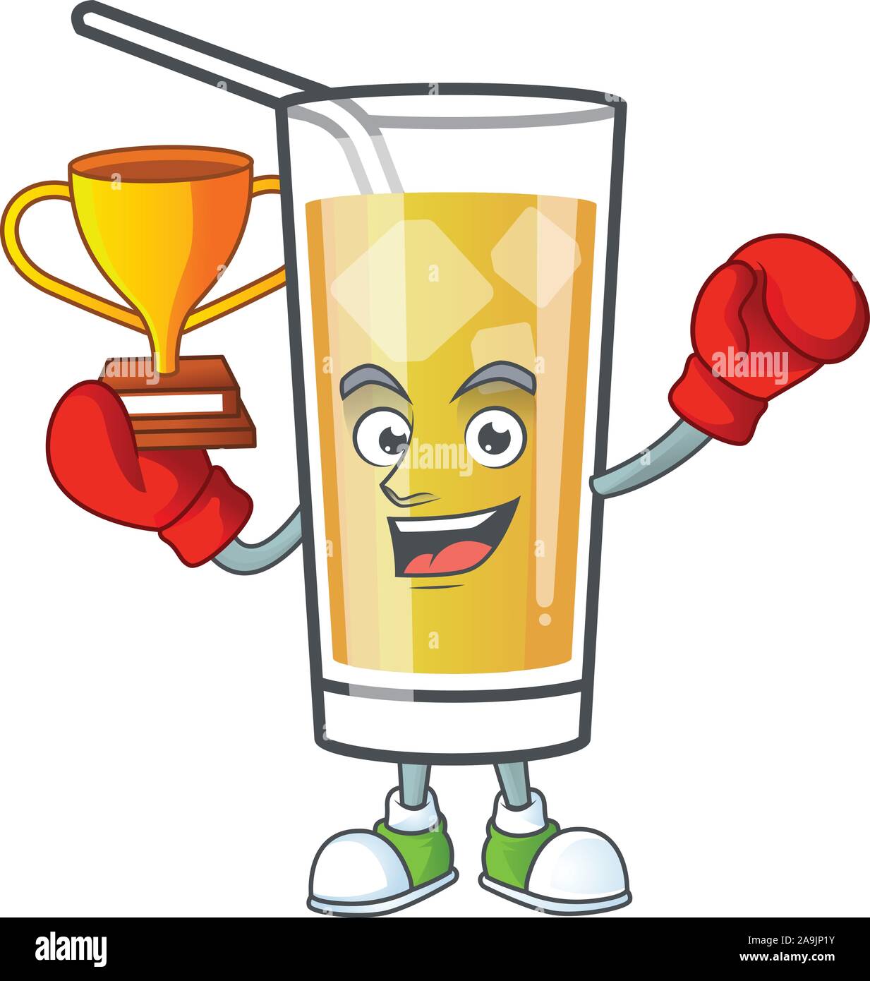 Apple cider cartoon with mascot character boxing winner Stock Vector ...
