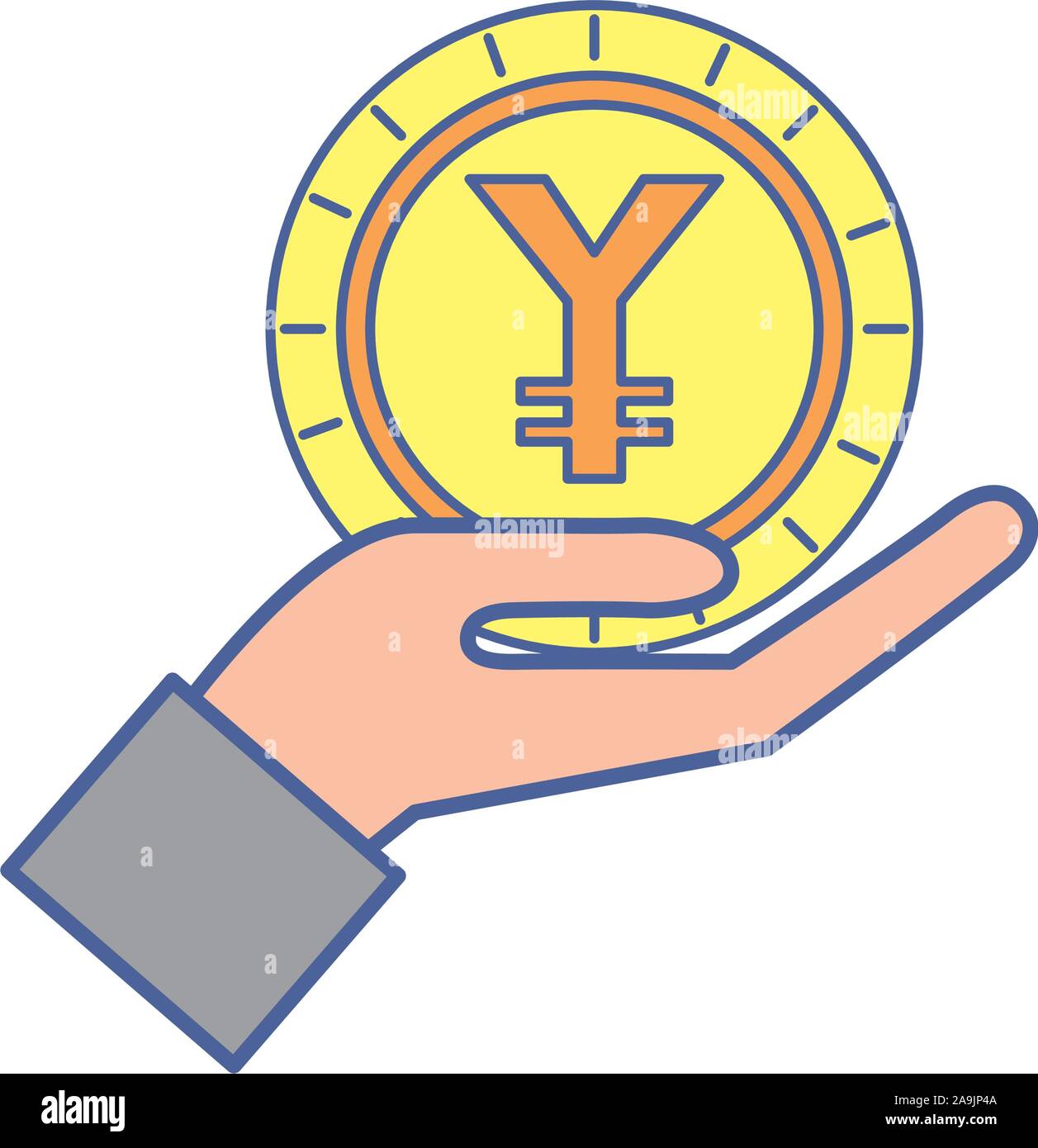 hand lifting money coin yen Stock Vector Image & Art - Alamy