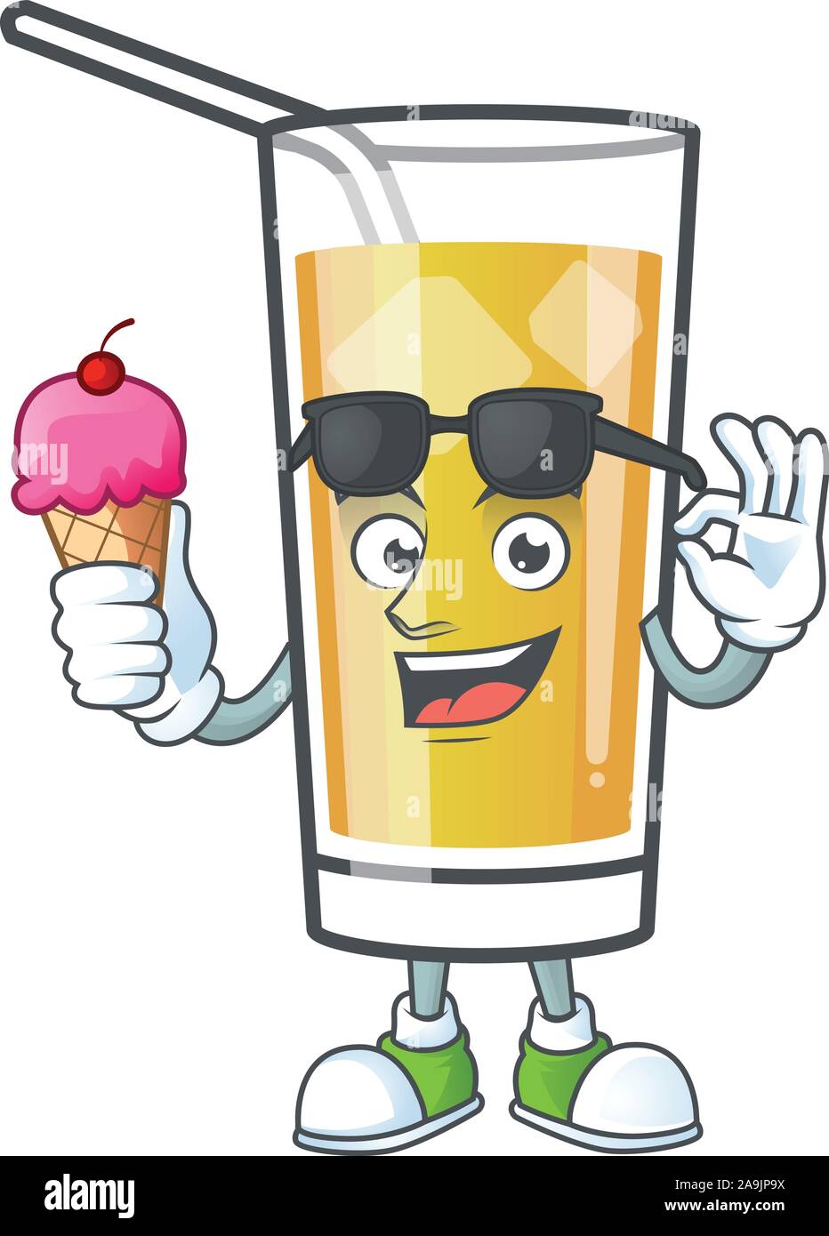 Cartoon apple cider with the character with ice cream Stock Vector ...
