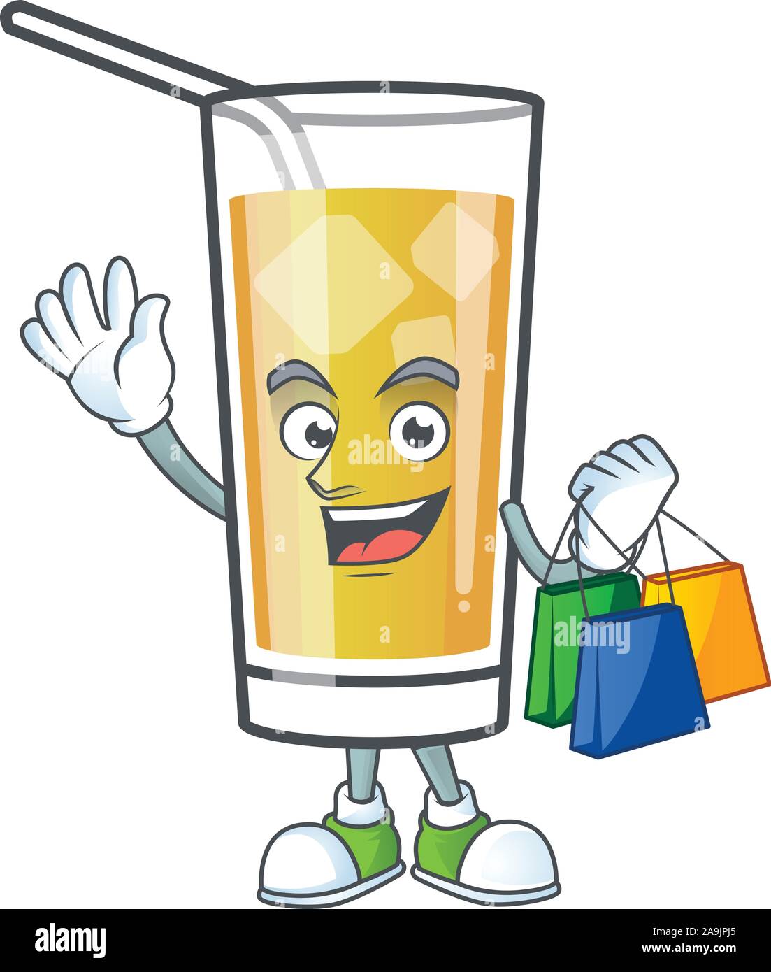 Cartoon apple cider with the character shopping Stock Vector Image ...