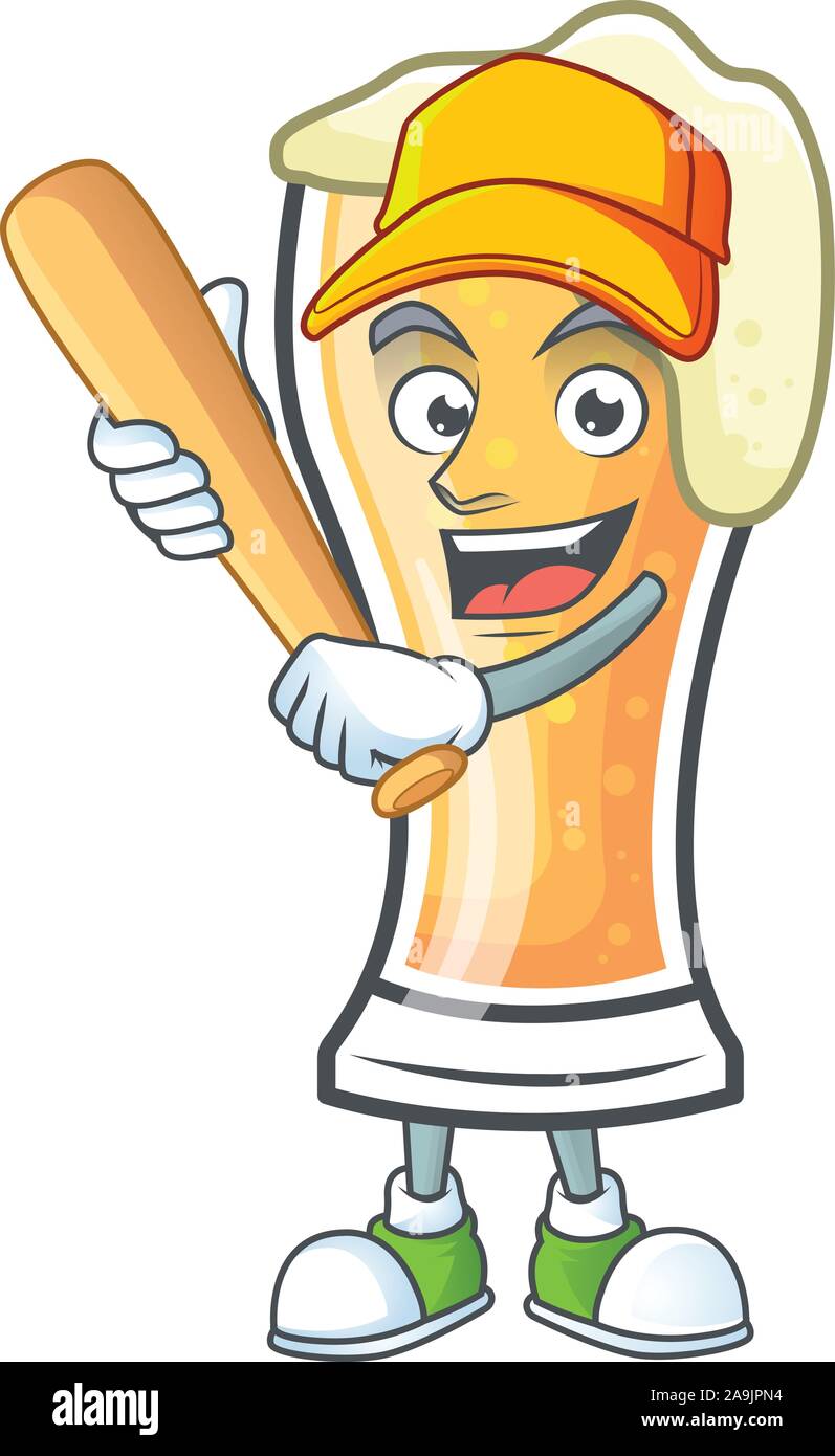 Cartoon beer glass with the playing baseball character Stock Vector ...